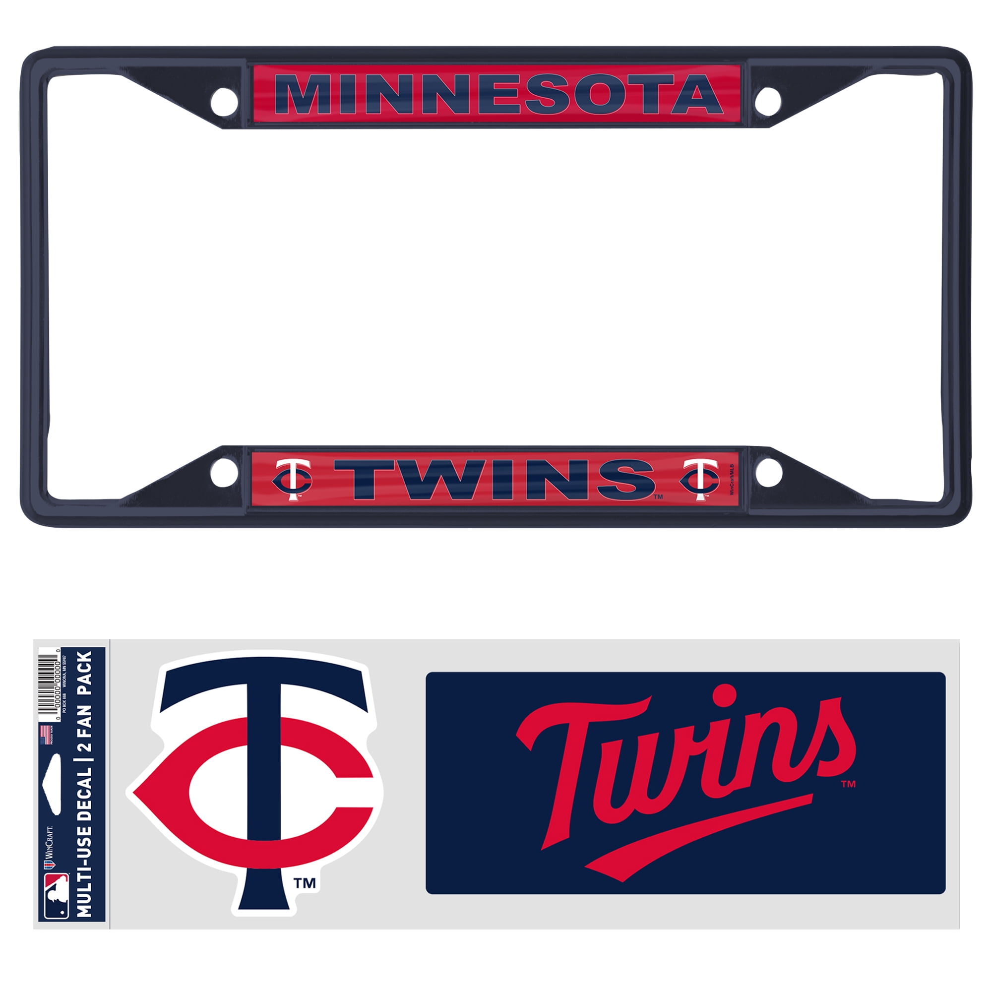 MLB Minnesota Twins Team Colored Metal License Plate Frame with Multi ...
