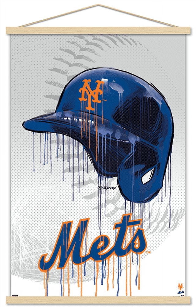 MLB New York Mets - Drip Helmet 22 Wall Poster with Magnetic Frame, 22. ...