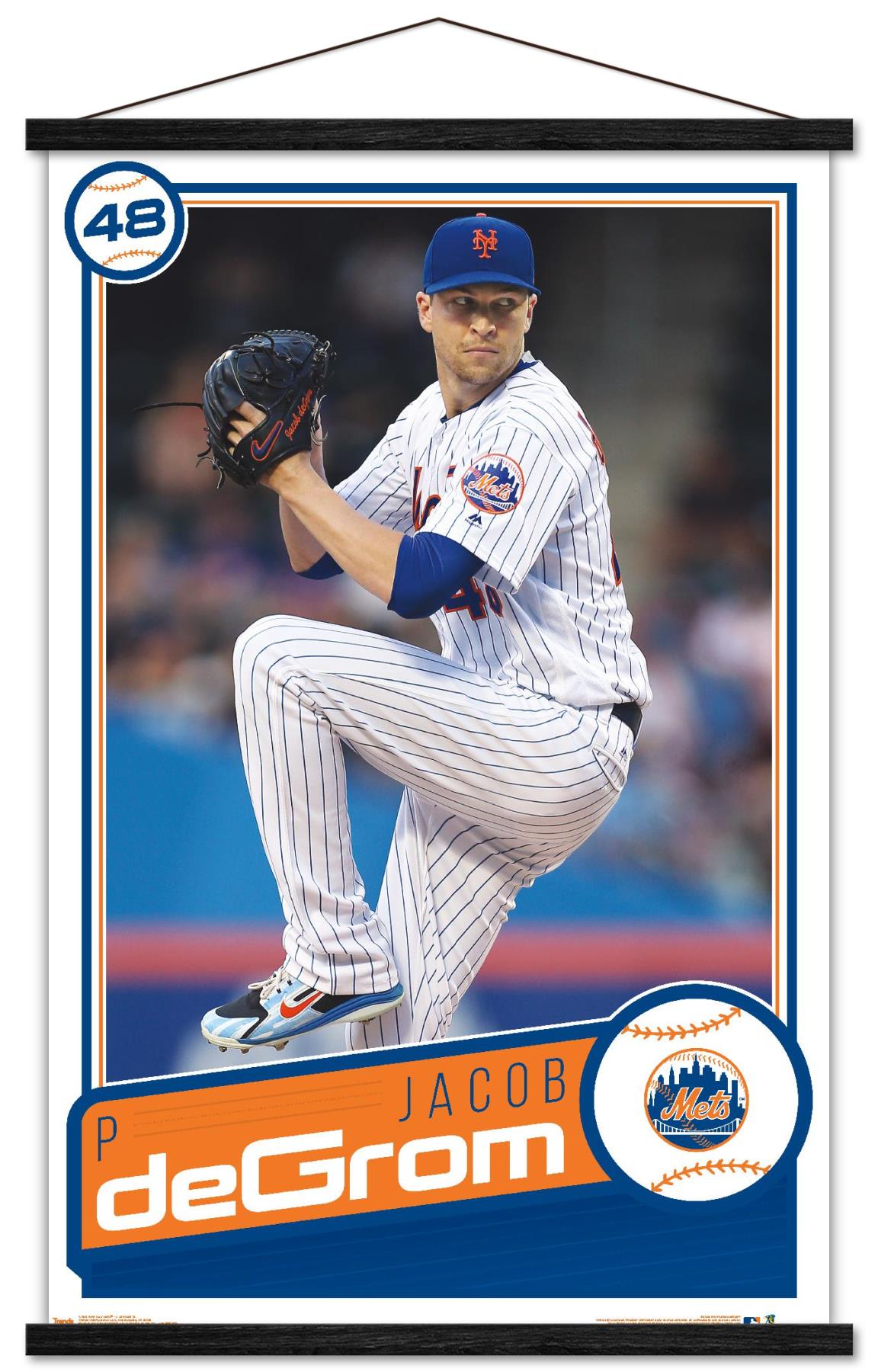 MLB New York Mets - Jacob deGrom 19 Wall Poster with Wooden Magnetic ...