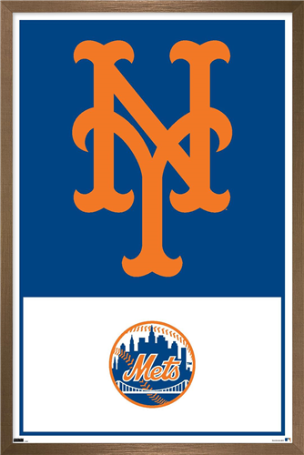 MLB New York Mets - Logo 22 Wall Poster, 14.725" x 22.375" Framed ...