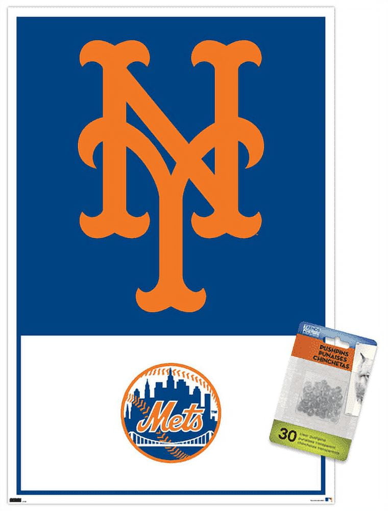MLB New York Mets - Logo 22 Wall Poster with Push Pins, 14.725" x 22. ...