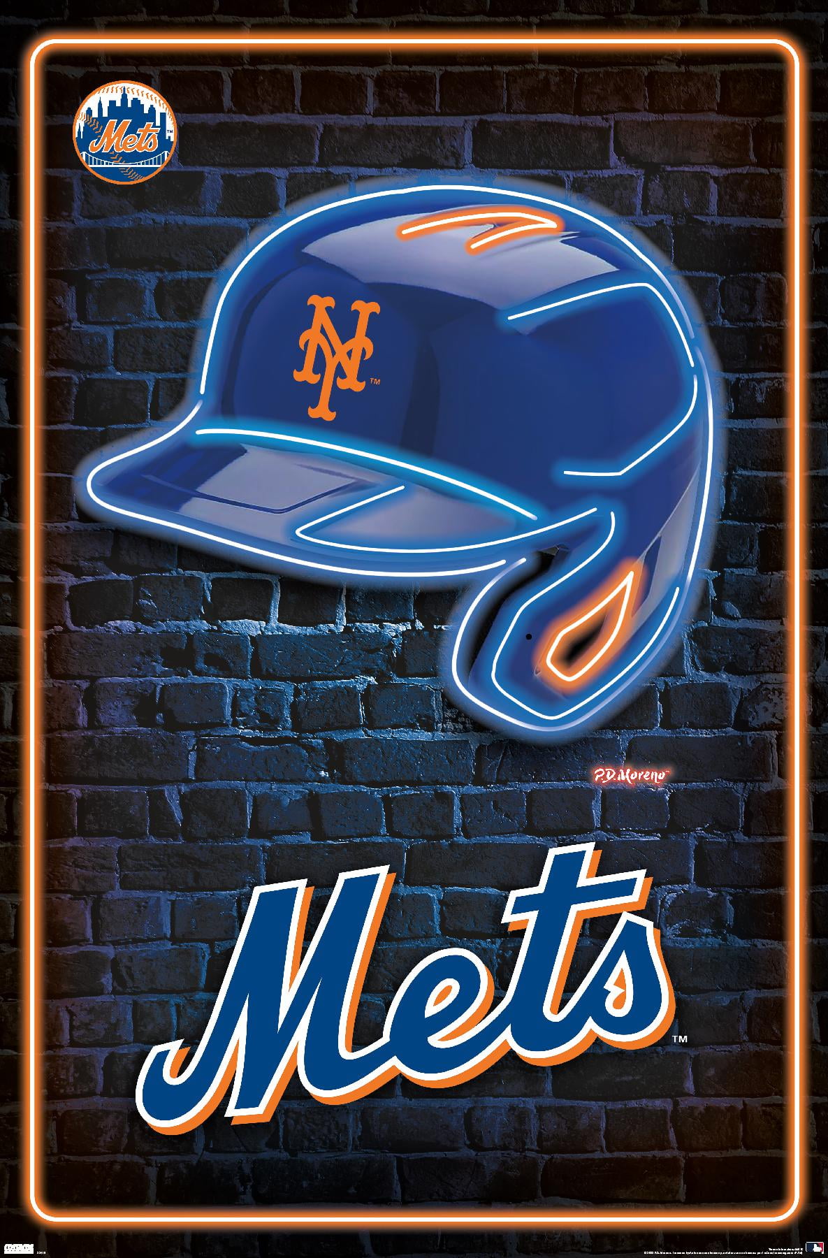 MLB New York Mets - Neon Helmet 23 Wall Poster, 22.375" x 34" - Walmart.com