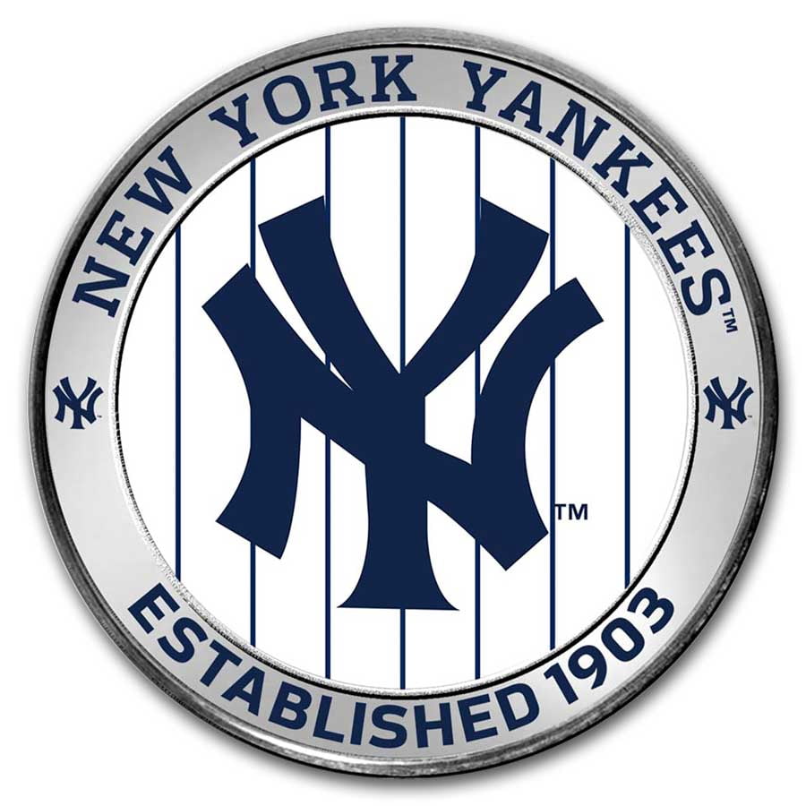 MLB New York Yankees 1 oz Silver Colorized Round (w/ Box) - Walmart.com