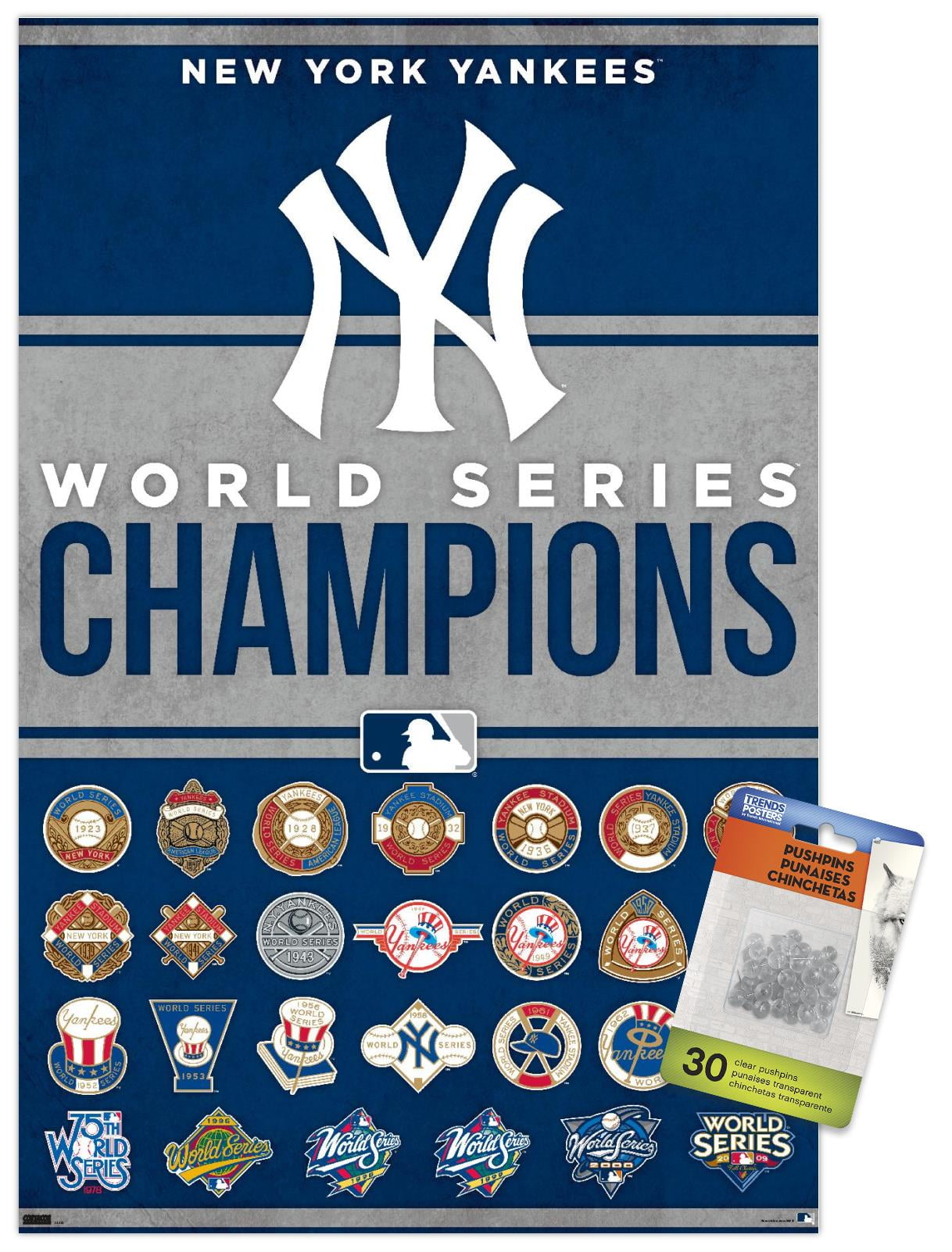 MLB New York Yankees - Champions 23 Wall Poster with Push Pins, 14.725" x 22.375" - Walmart.com