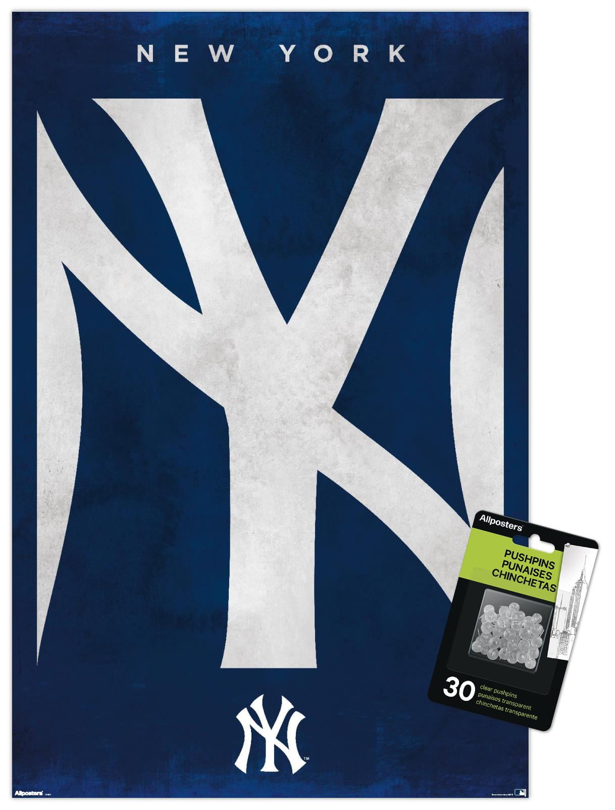MLB New York Yankees - Logo 25 Wall Poster with Push Pins, 14.725" x 22.375" - Walmart.com