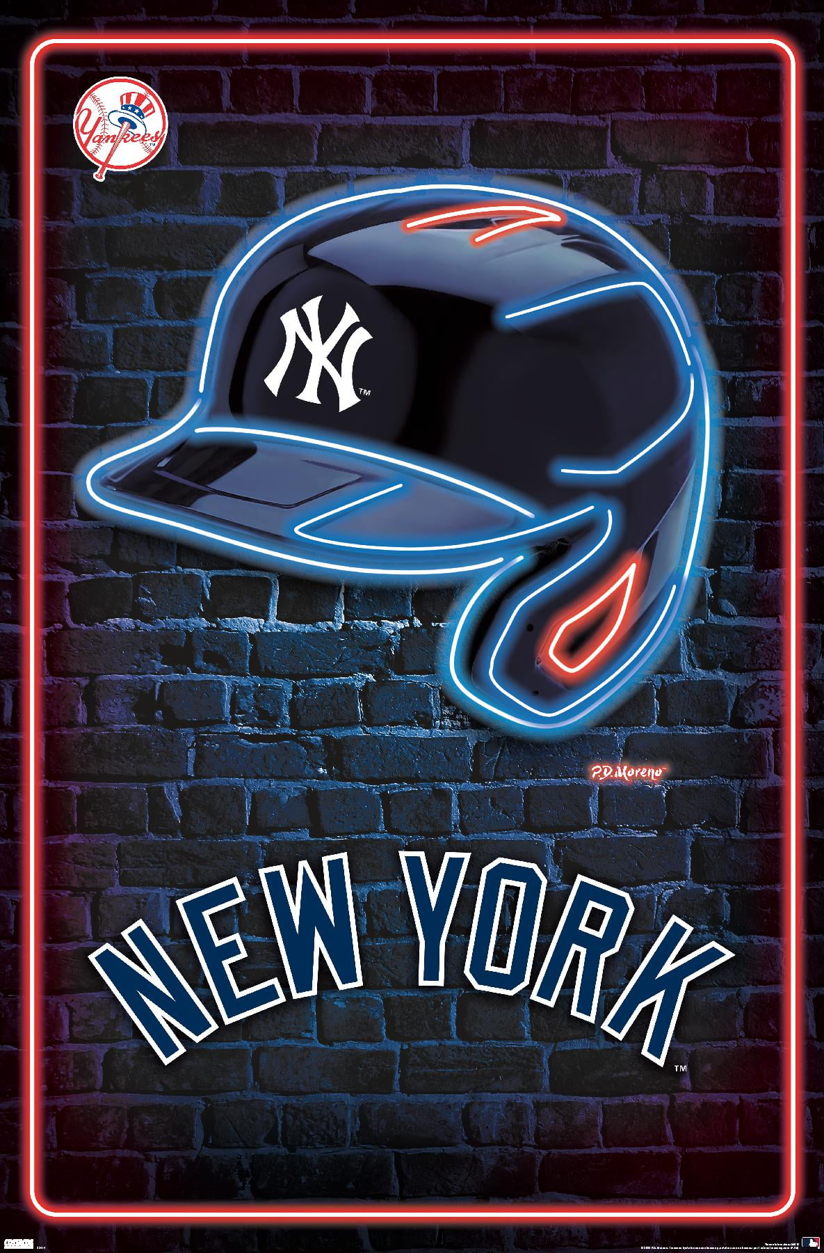 MLB New York Yankees - Neon Helmet 23 Wall Poster, 14.725" x 22.375 ...
