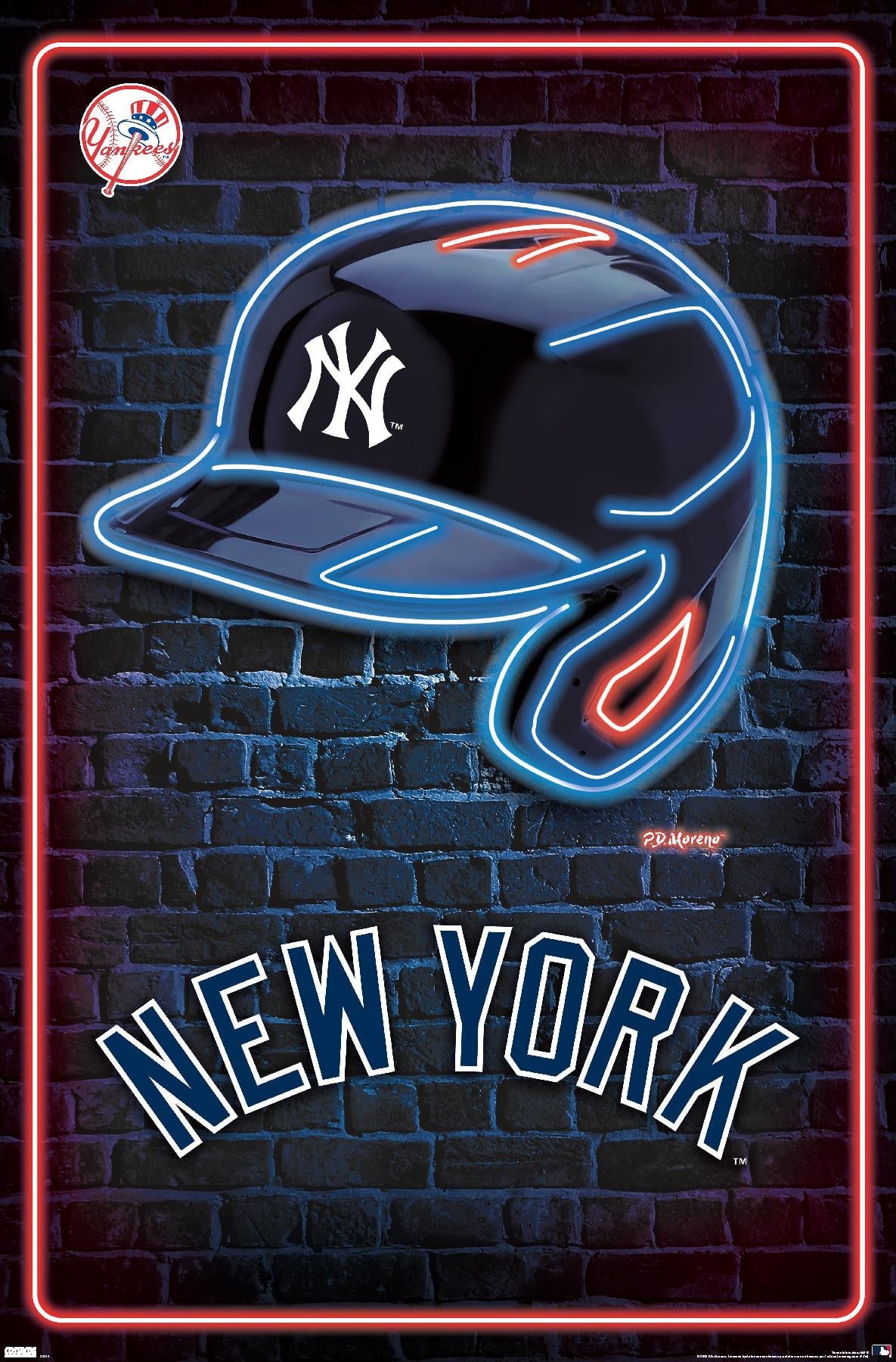 Trends International MLB New York Yankees Neon Helmet 23 Wall Poster ...