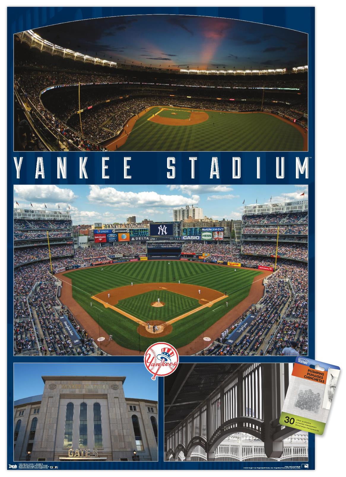 MLB New York Yankees - Stadium 16 Wall Poster with Push Pins, 22.375" x ...