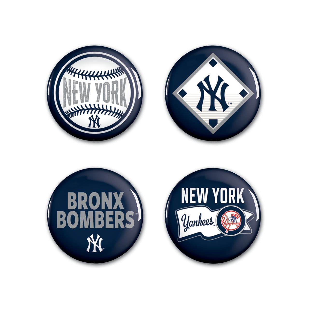 MLB New York Yankees Team 4 Pack 1.25" Buttons - Walmart.com