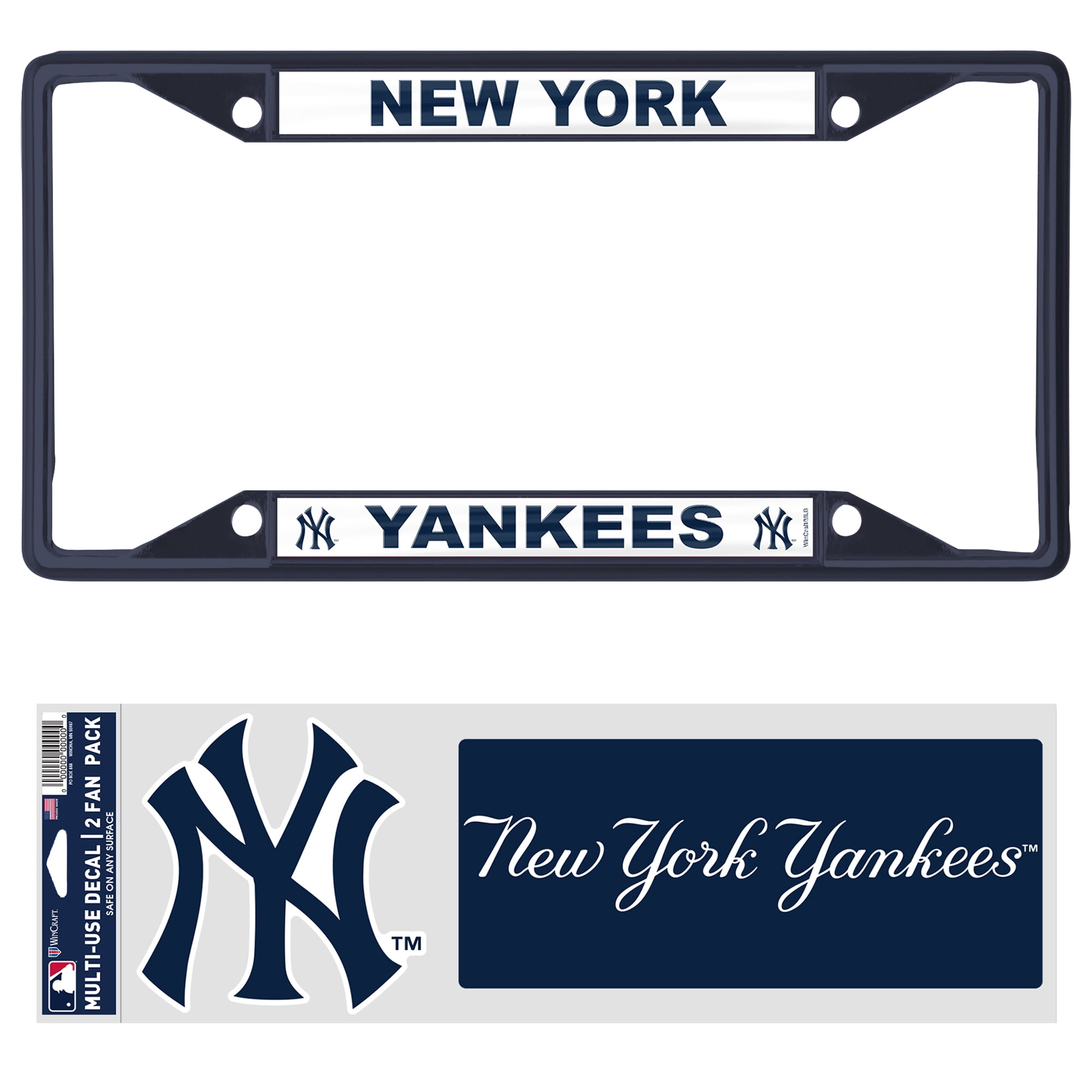 MLB New York Yankees Team Colored Metal License Plate Frame with Multi Use Set - Walmart.com