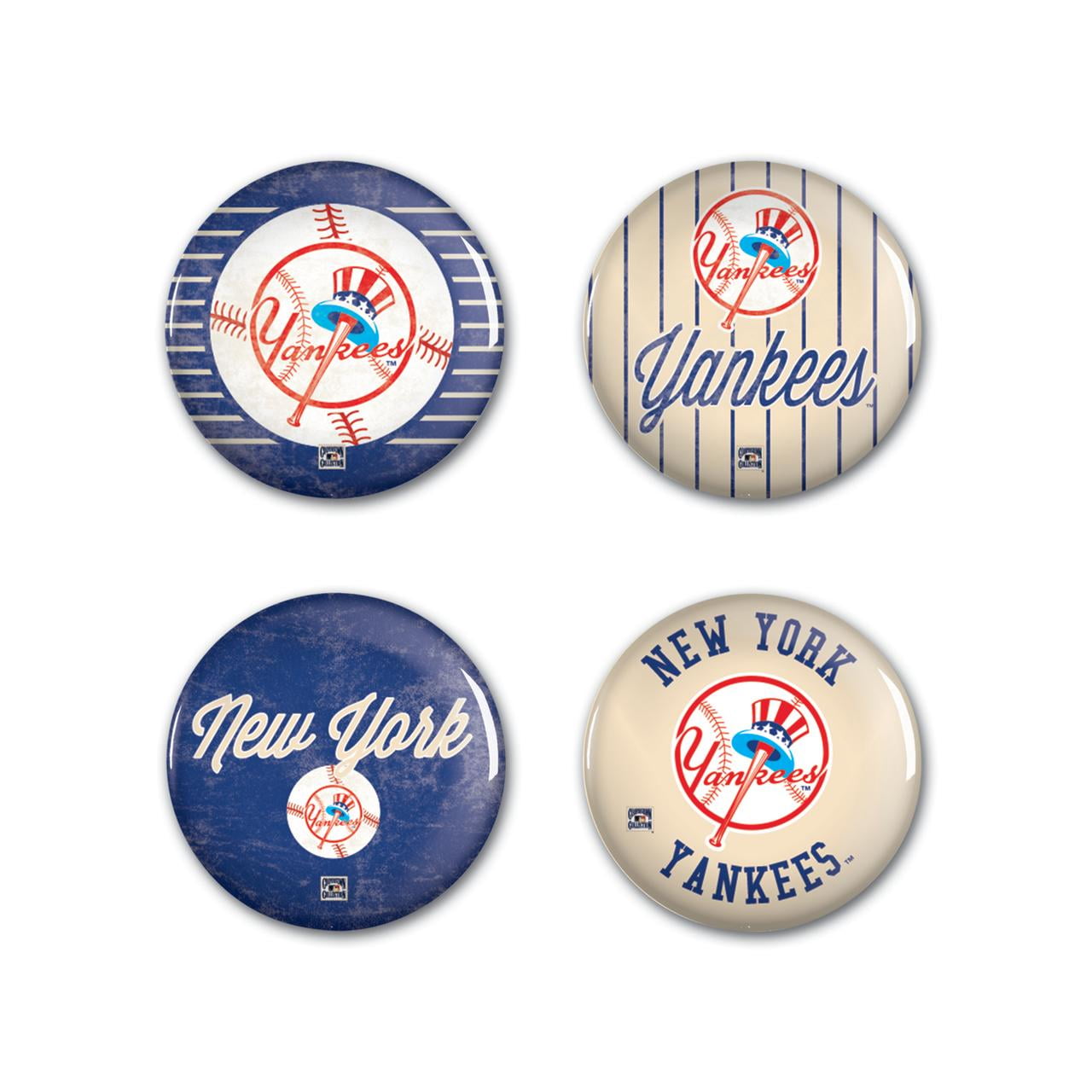 MLB New York Yankees Vintage Bone 4 Pack 1.25" Buttons - Walmart.com