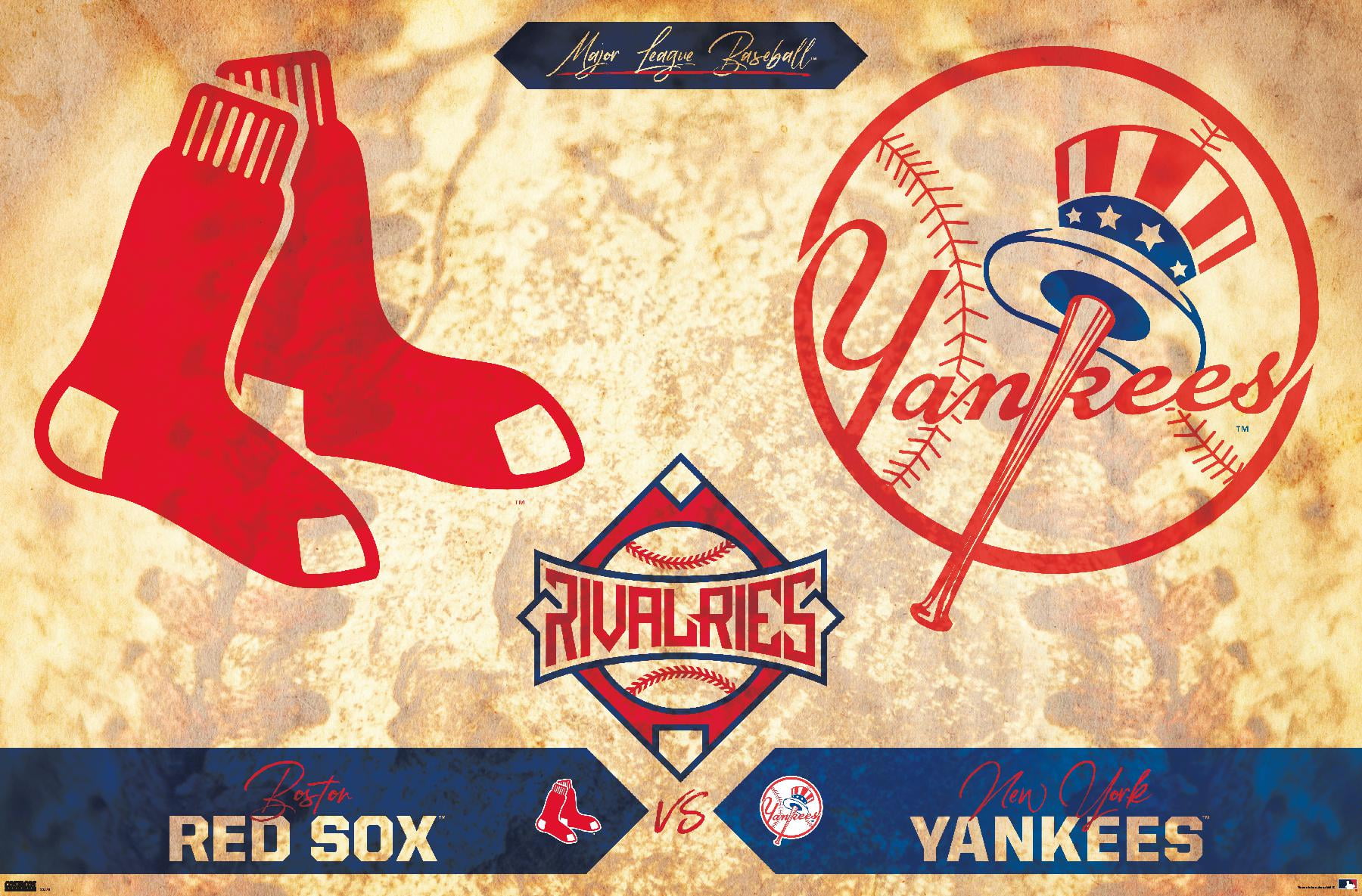 MLB Rivalries - New York Yankees vs Boston Red Sox Wall Poster, 14.725" x 22.375" - Walmart.com