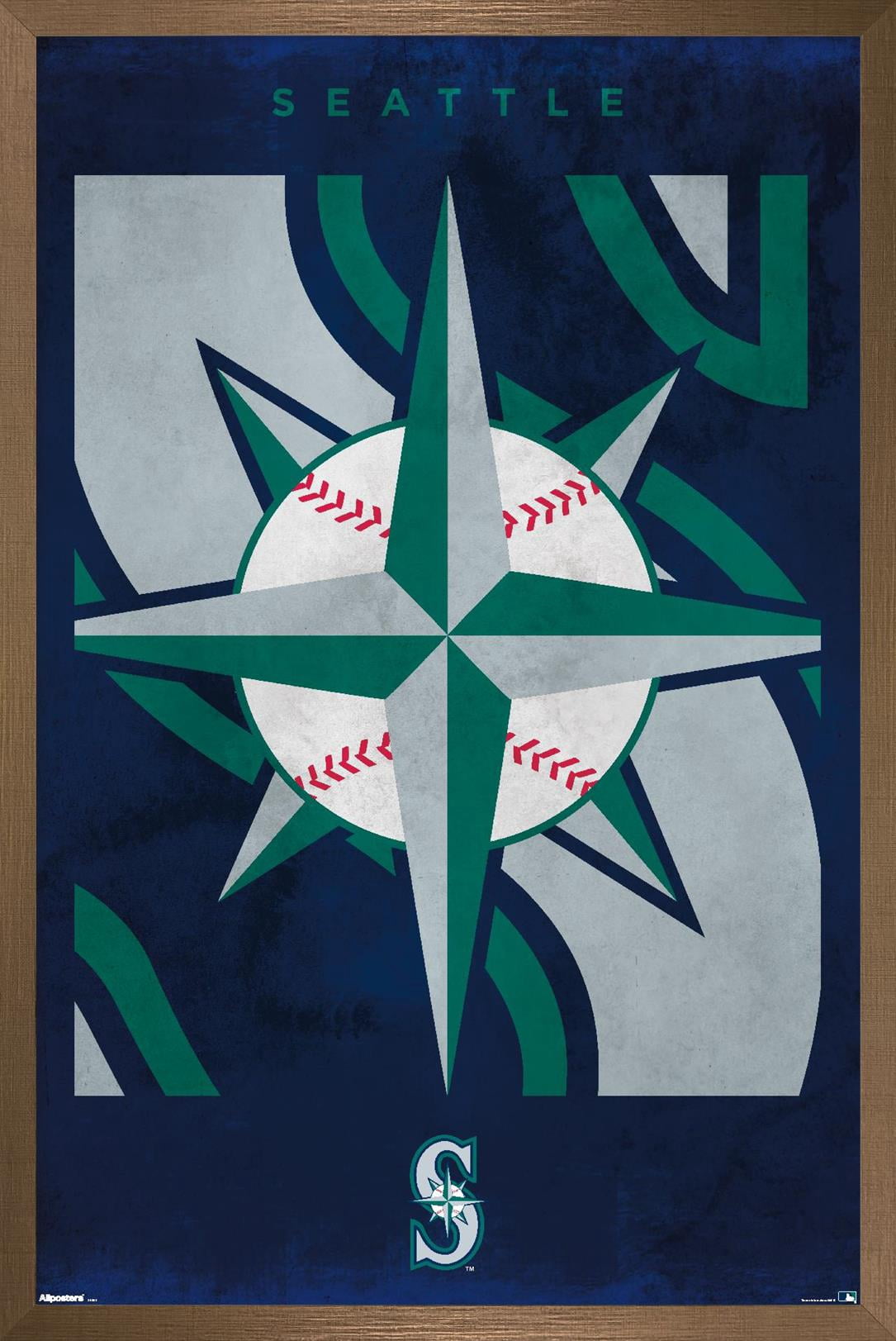 MLB Seattle Mariners - Logo 25 Wall Poster, 22.375" x 34" Framed ...