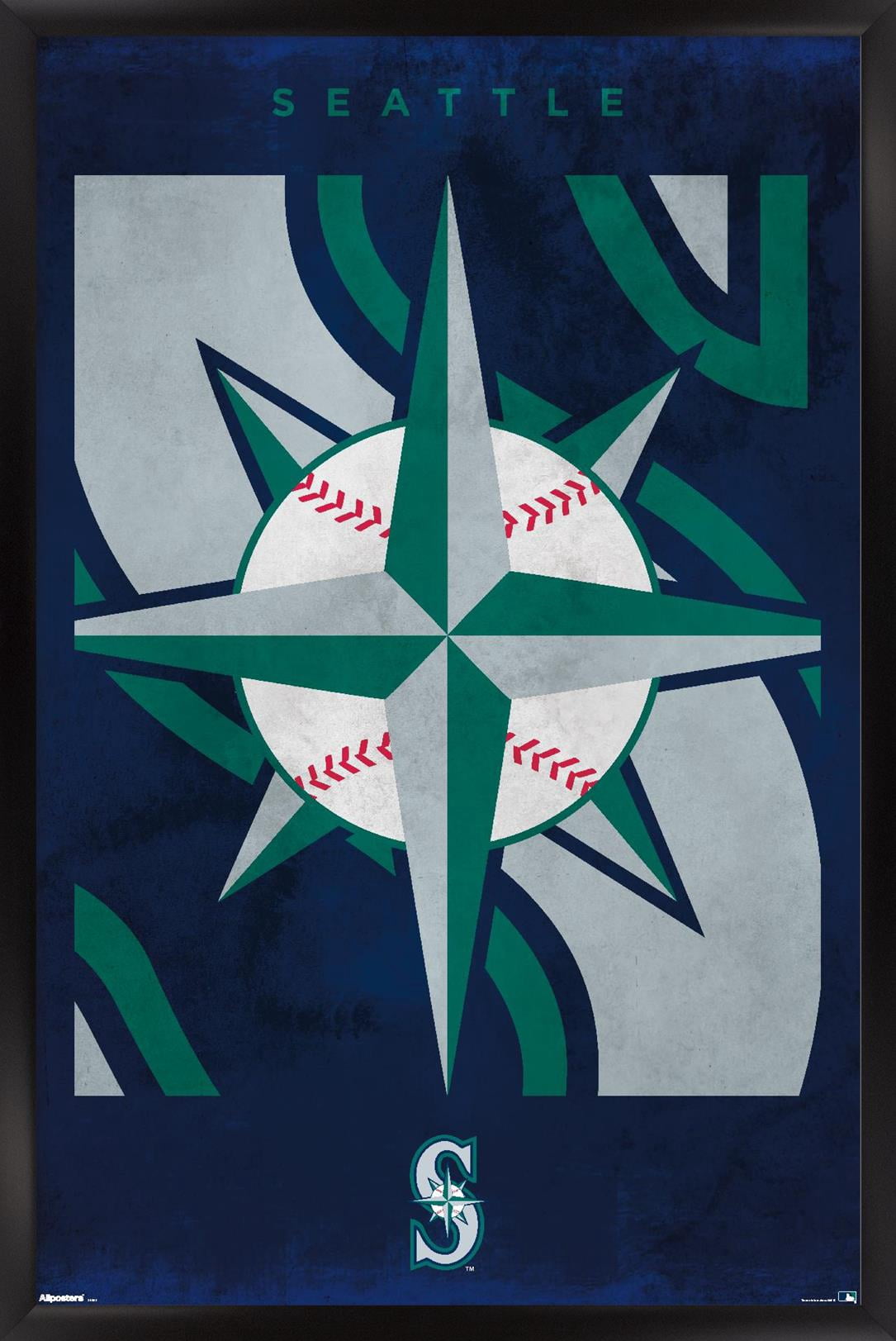 MLB Seattle Mariners - Logo 25 Wall Poster, 22.375" x 34" Framed ...