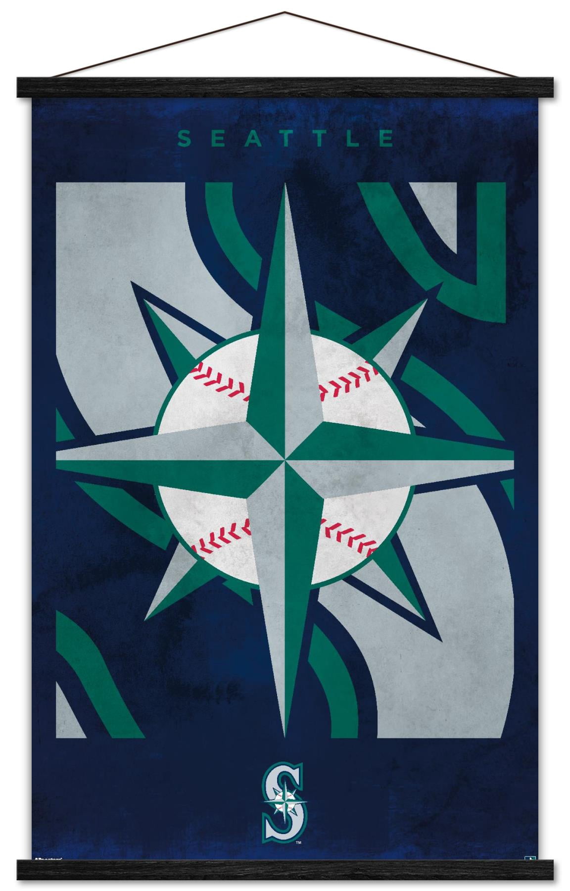 MLB Seattle Mariners - Logo 25 Wall Poster with Magnetic Frame, 22.375 ...