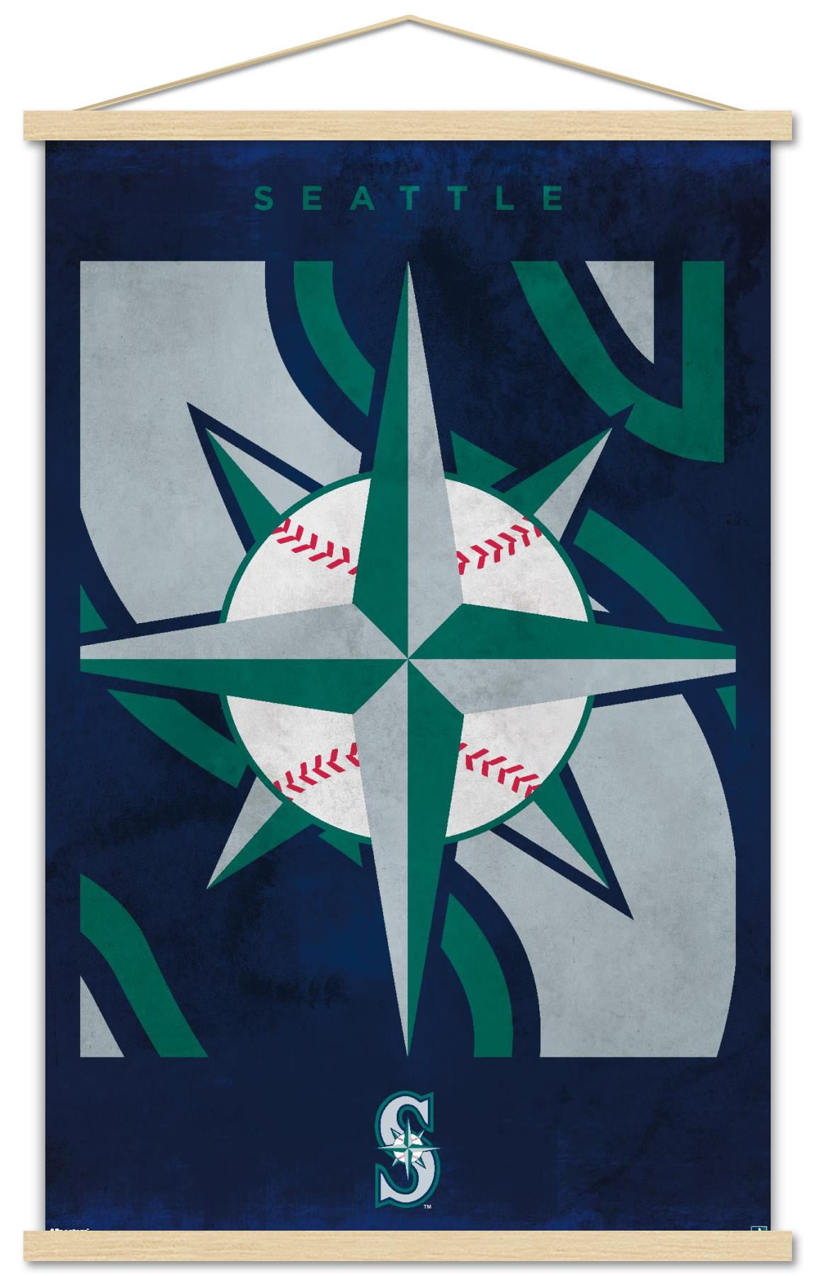 MLB Seattle Mariners - Logo 25 Wall Poster with Magnetic Frame, 22.375 ...