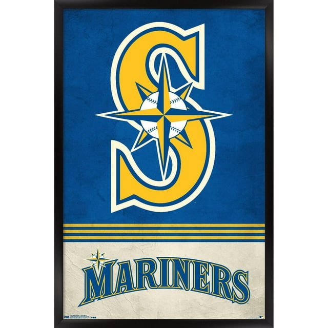 MLB Seattle Mariners - Retro Logo 18 Wall Poster, 22.375" x 34", Framed ...