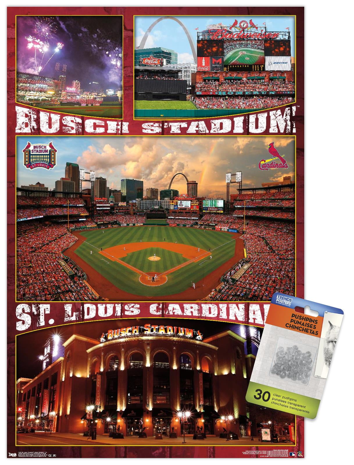 MLB St. Louis Cardinals - Busch Stadium 16 Wall Poster with Push Pins ...