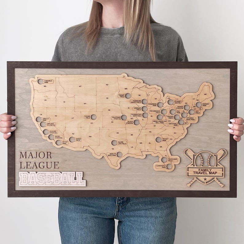 MLB Stadium Map Baseball Stadium Tracker Stadium Travel Map MLB Map ...