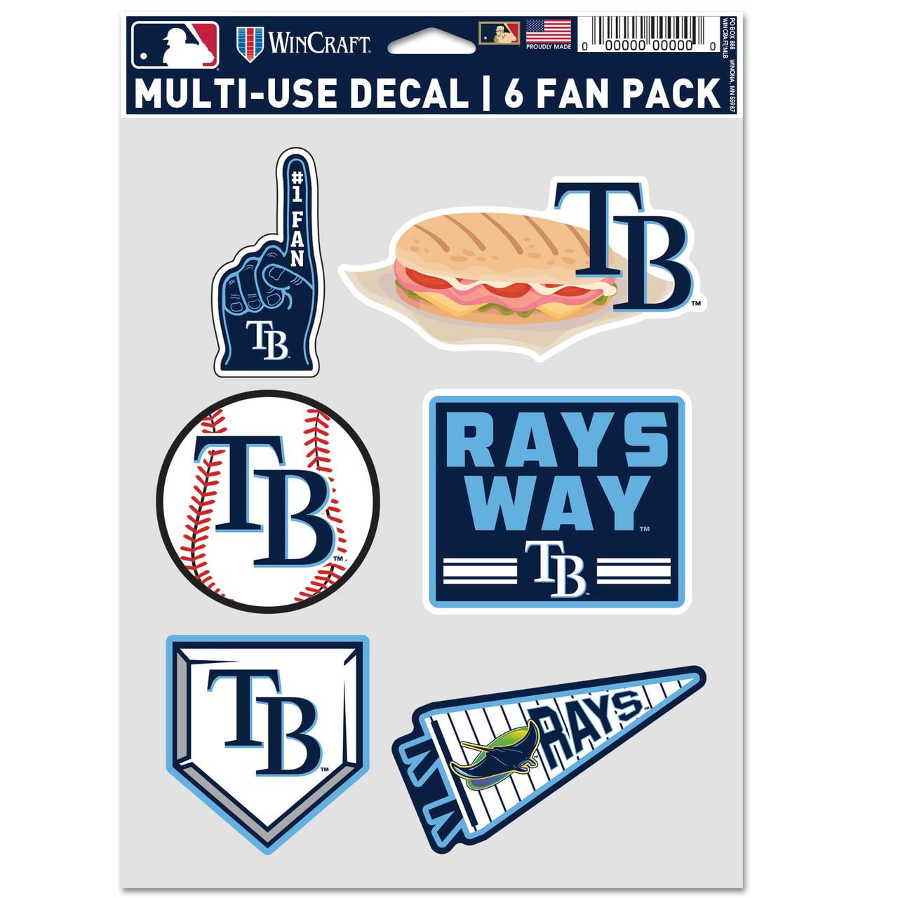 MLB Tampa Bay Rays Team 5" x 7.75" Multi Color Vinyl Six Pack Decal ...