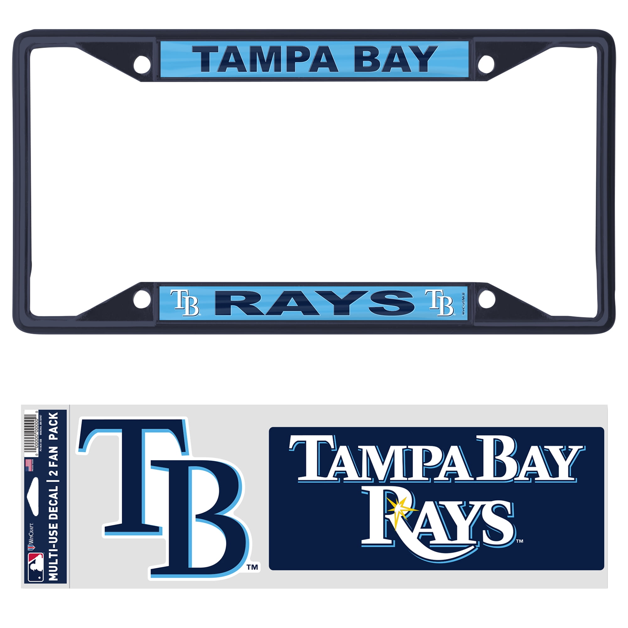 MLB Tampa Bay Rays Team Colored Metal License Plate Frame with Multi ...
