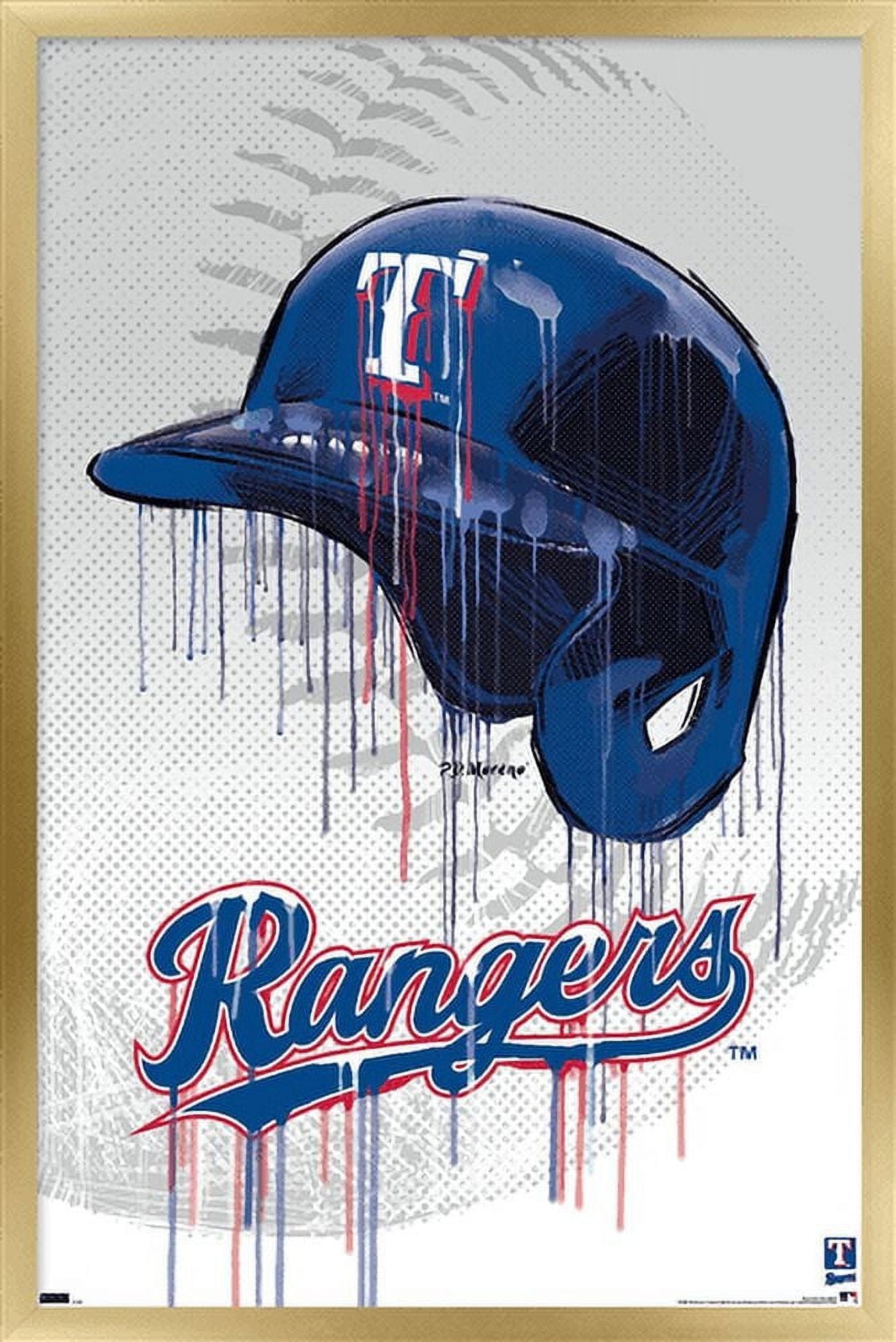 MLB Texas Rangers - Drip Helmet 22 Wall Poster, 22.375" x 34" Framed ...