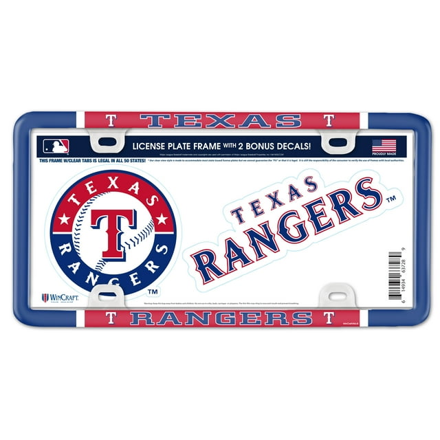 MLB Texas Rangers Prime License Plate Frame with Decal Set - Walmart.com