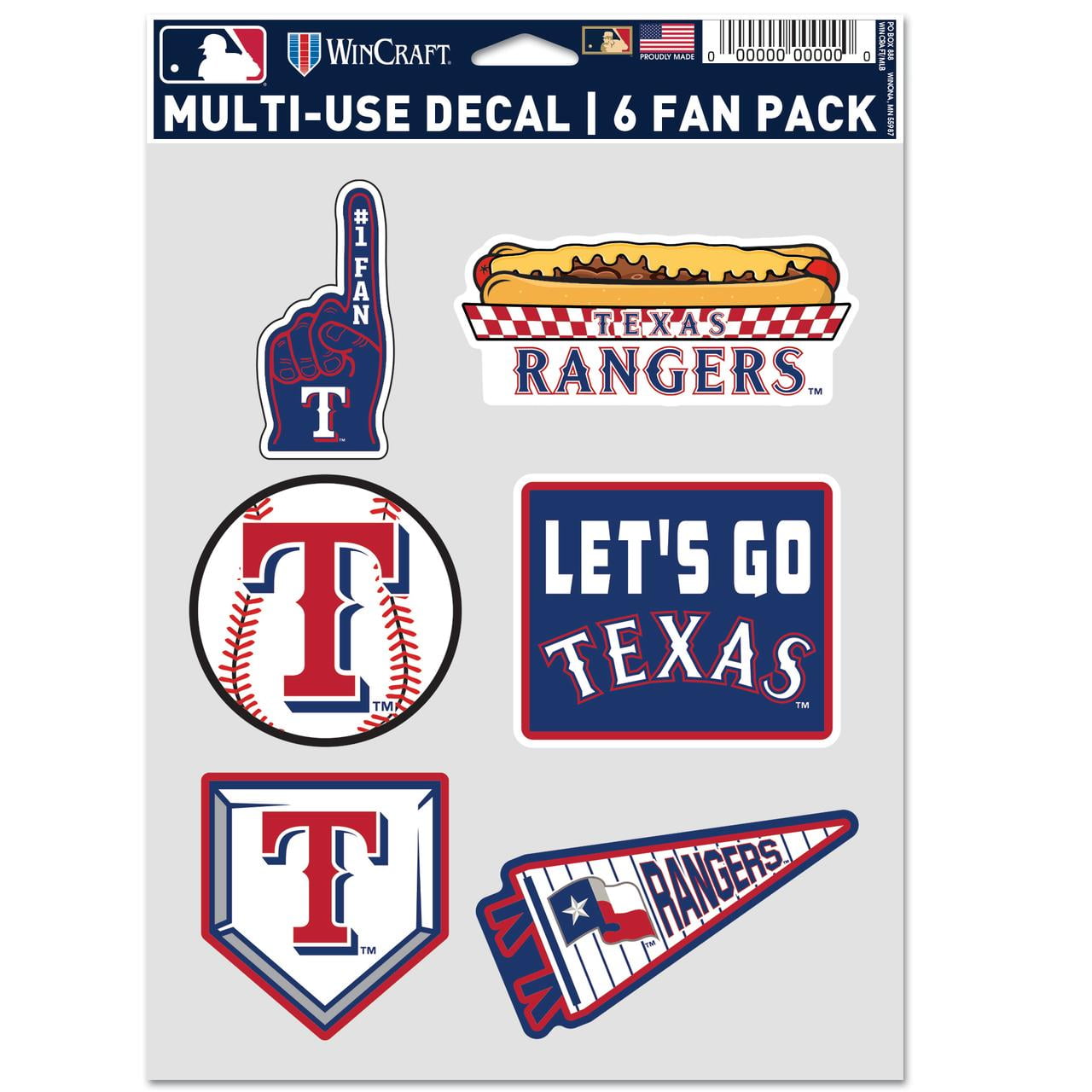 MLB Texas Rangers Team 5" x 7.75" Multi Color Vinyl Six Pack Decal ...