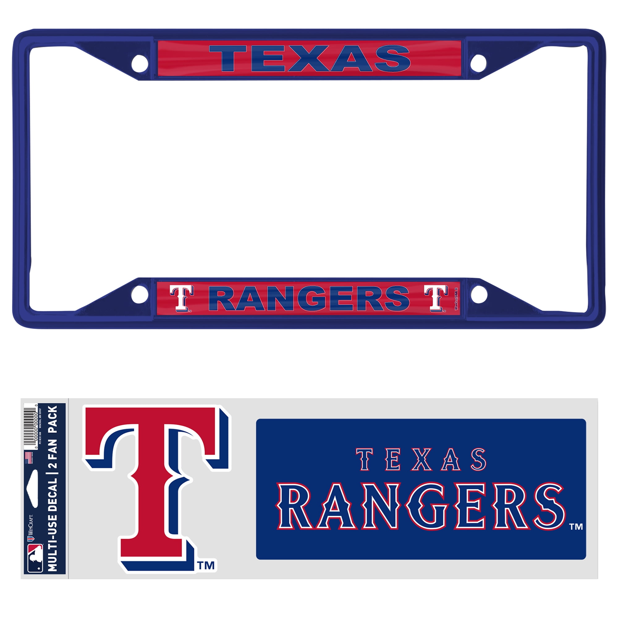 MLB Texas Rangers Team Colored Metal License Plate Frame with Multi Use ...