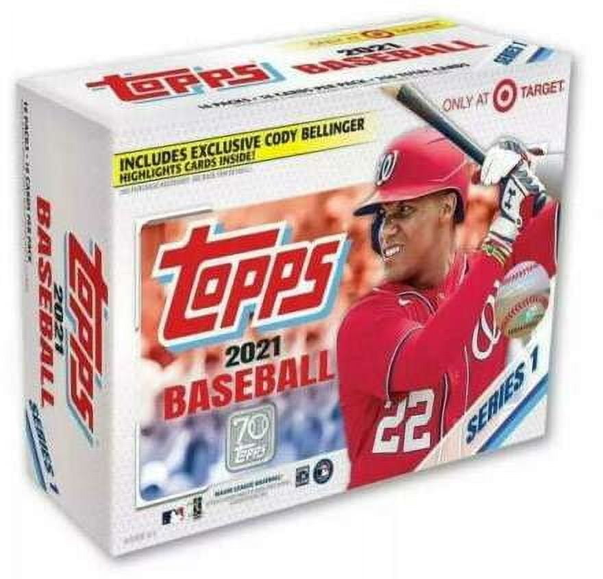 MLB Topps 2021 Series 1 Baseball Trading Card HANGER Box (16 packs, Cody Bellinger Highlights ...