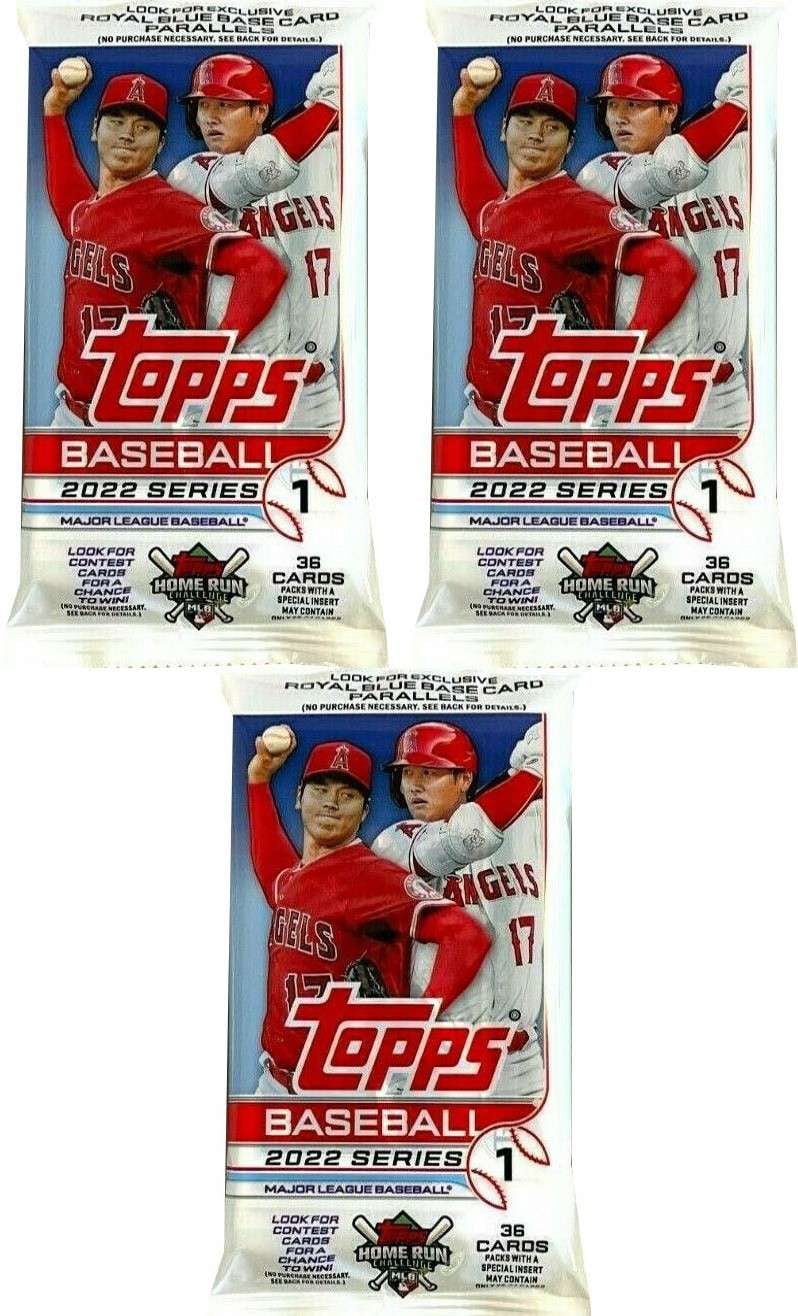 MLB Topps 2022 Series 1 Baseball LOT of 3 Trading Card VALUE Packs ...