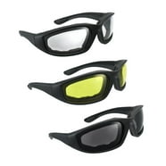 2 Pairs MotoFrames MF Vulcan Padded Motorcycle Goggles Black Frames ...