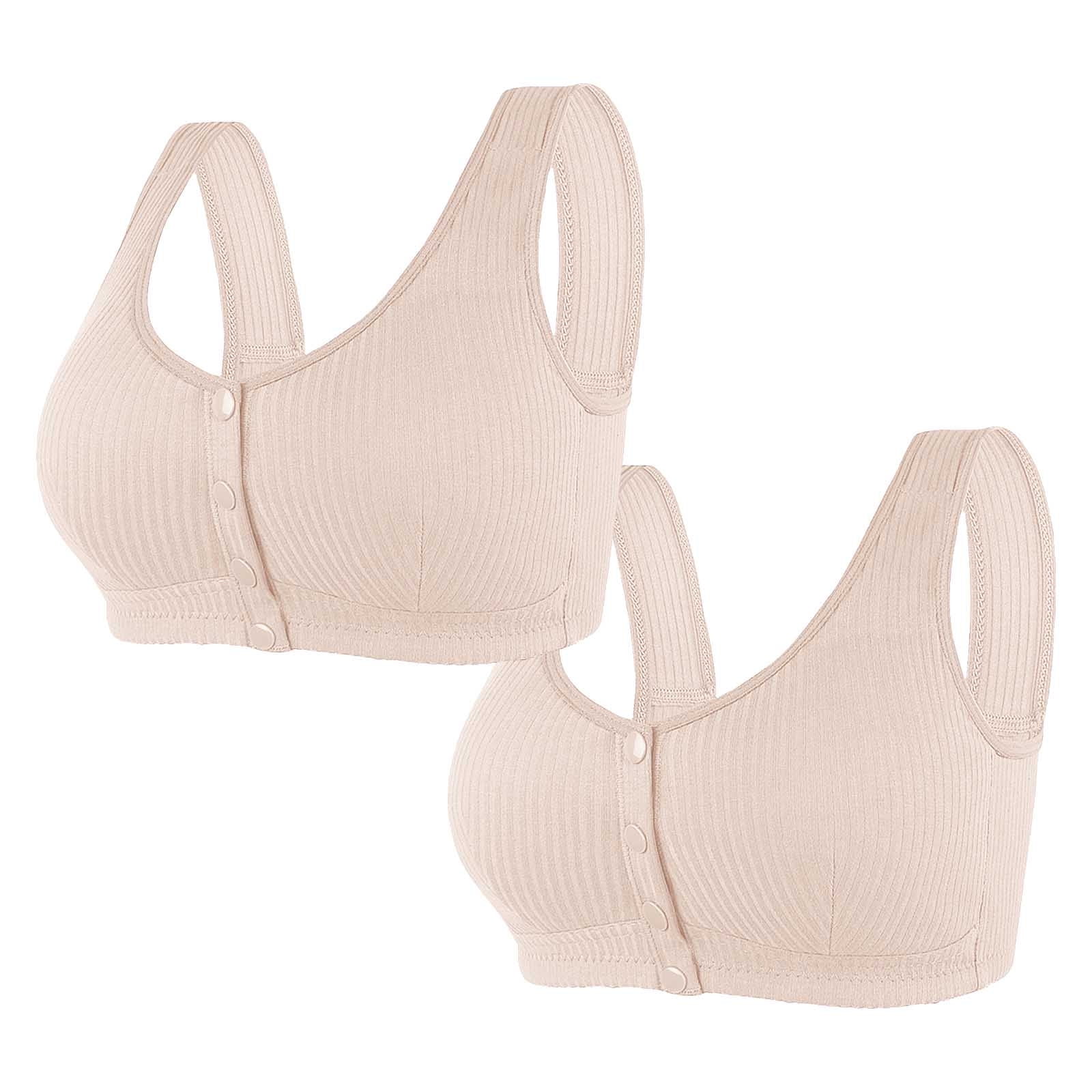 MLCDZ 2 Pack Women Daily Bra Front Closure Wireless Post-Surgery Bra ...