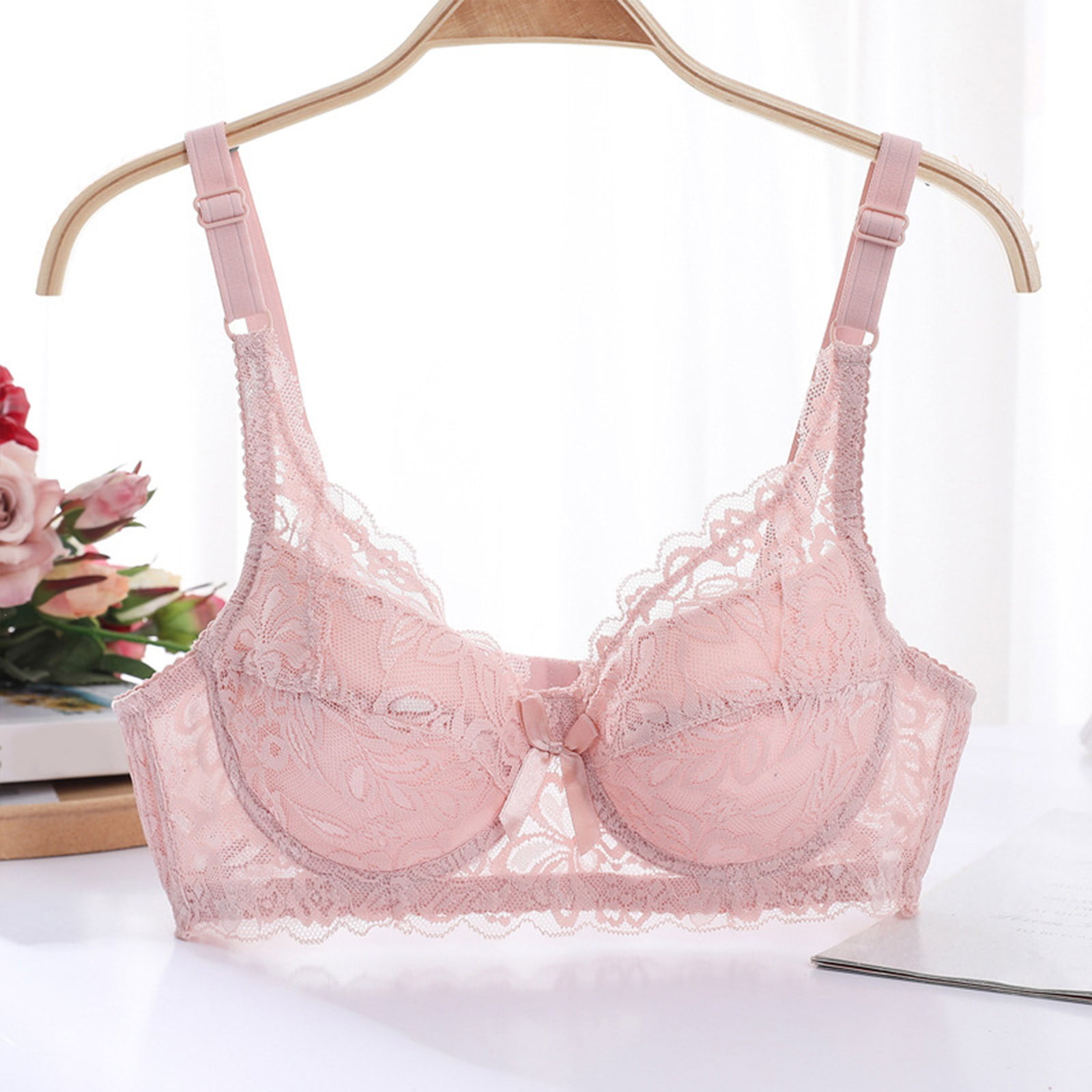 MLCDZ Sexy Lace Bras for Women Full Coverage Wireless High Support Bras No Underwire Adjustable ...