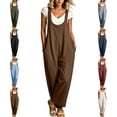 MLCDZ Womens Casual Loose Round Neck Sleeveless Jumpsuits Summer Boho ...