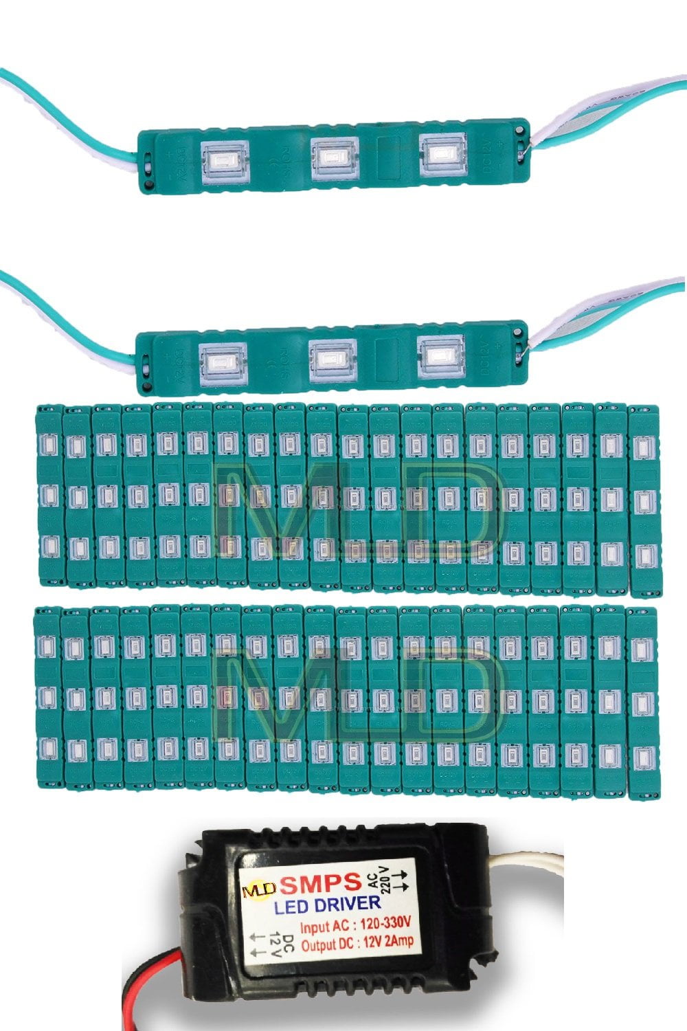 MLD 3 LED strips 12V Waterproof 56305730 LED SMD Injection module Green ...