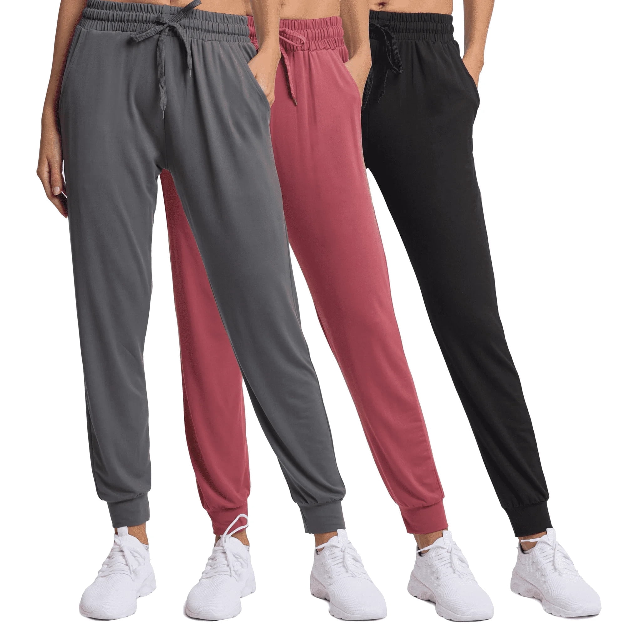 MLDRA 3pk Joggers Sweatpants Women Ultra-Soft Lightweight with Pockets ...