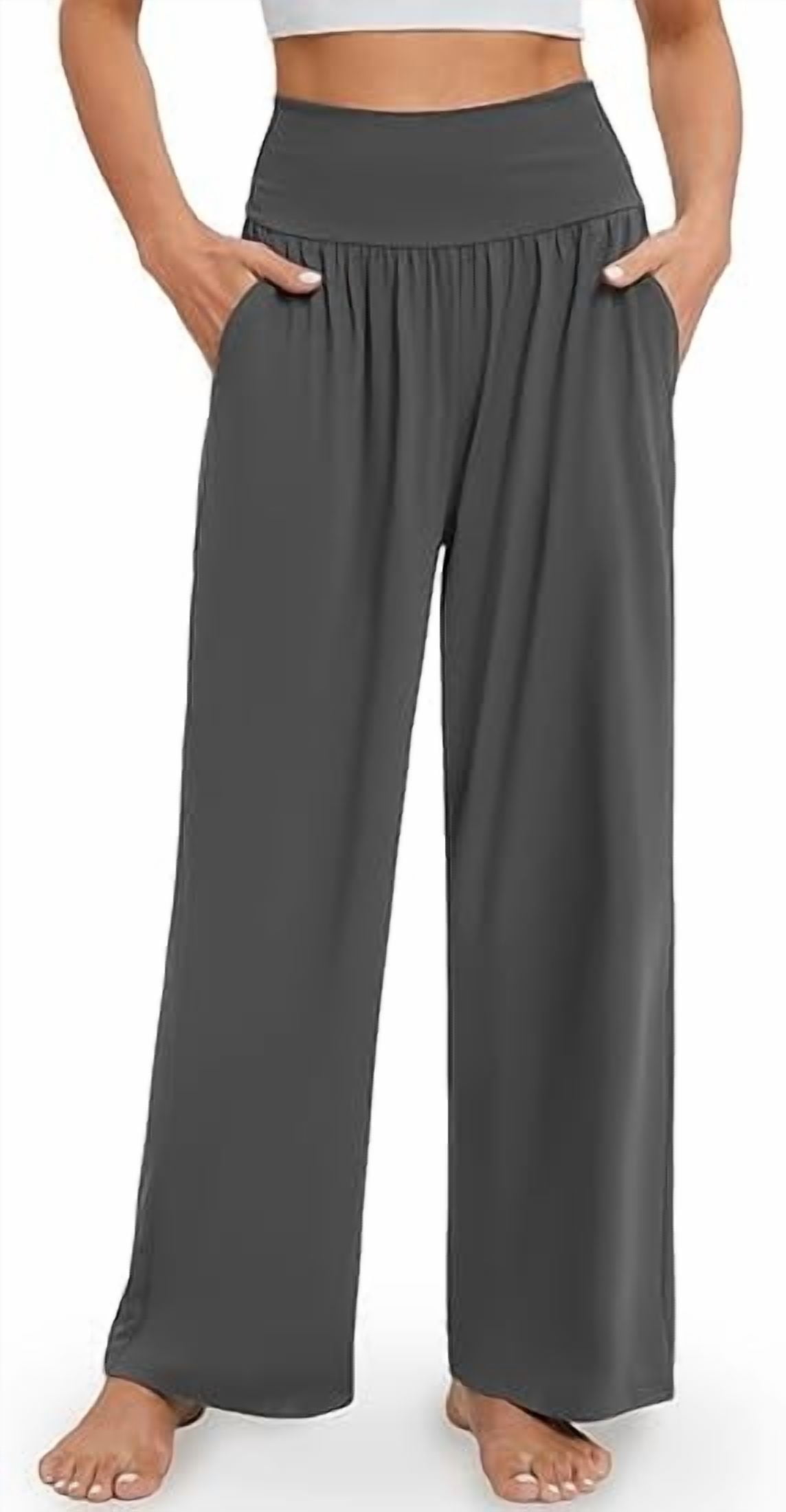 MLDRA Wide Leg Pants for Women, Flowy High Waisted Lounge Pants with ...