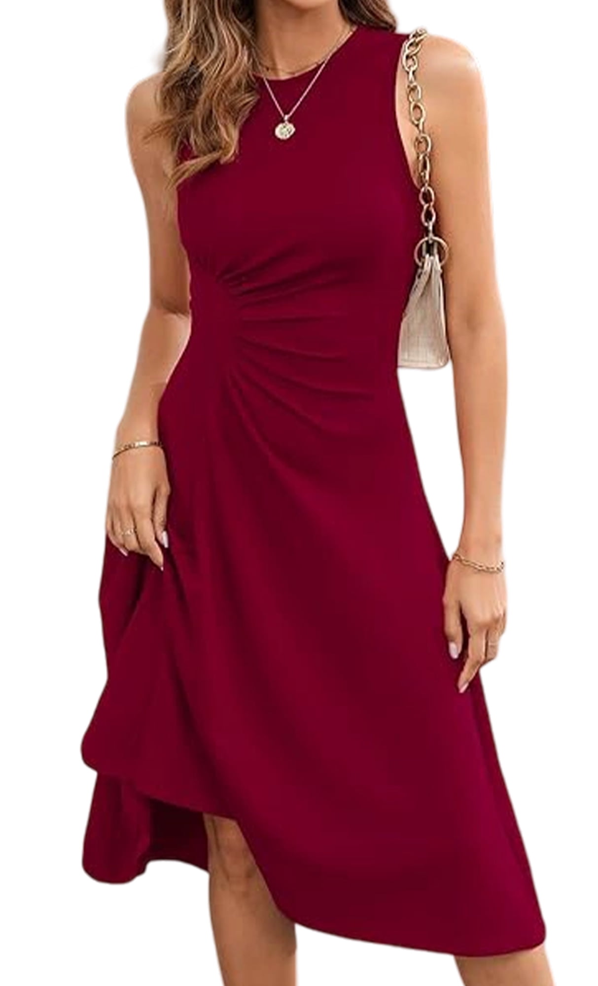 MLDRA 2025 Women's Red Sleeveless Cocktail Dress Summer Party A-Line ...