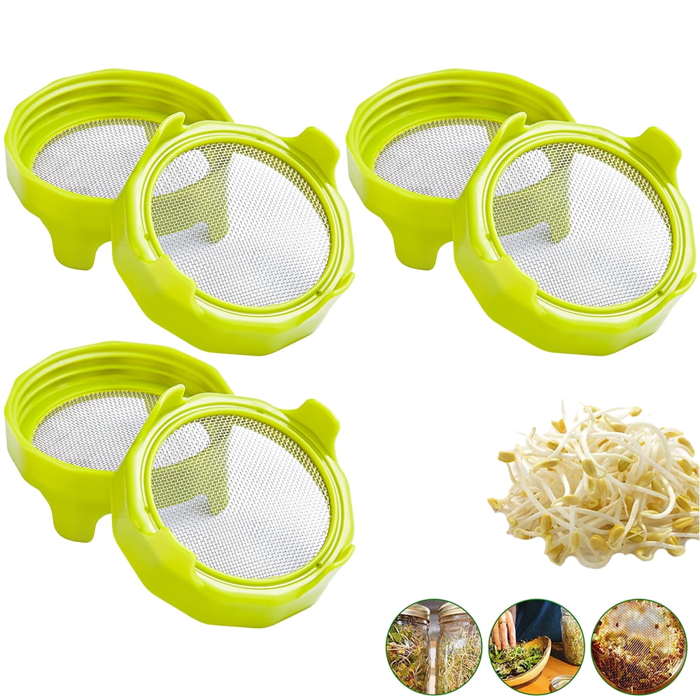 MLFU 6 Pack Stainless Steel Sprouting Jar Lids for Wide Mouth Canning ...