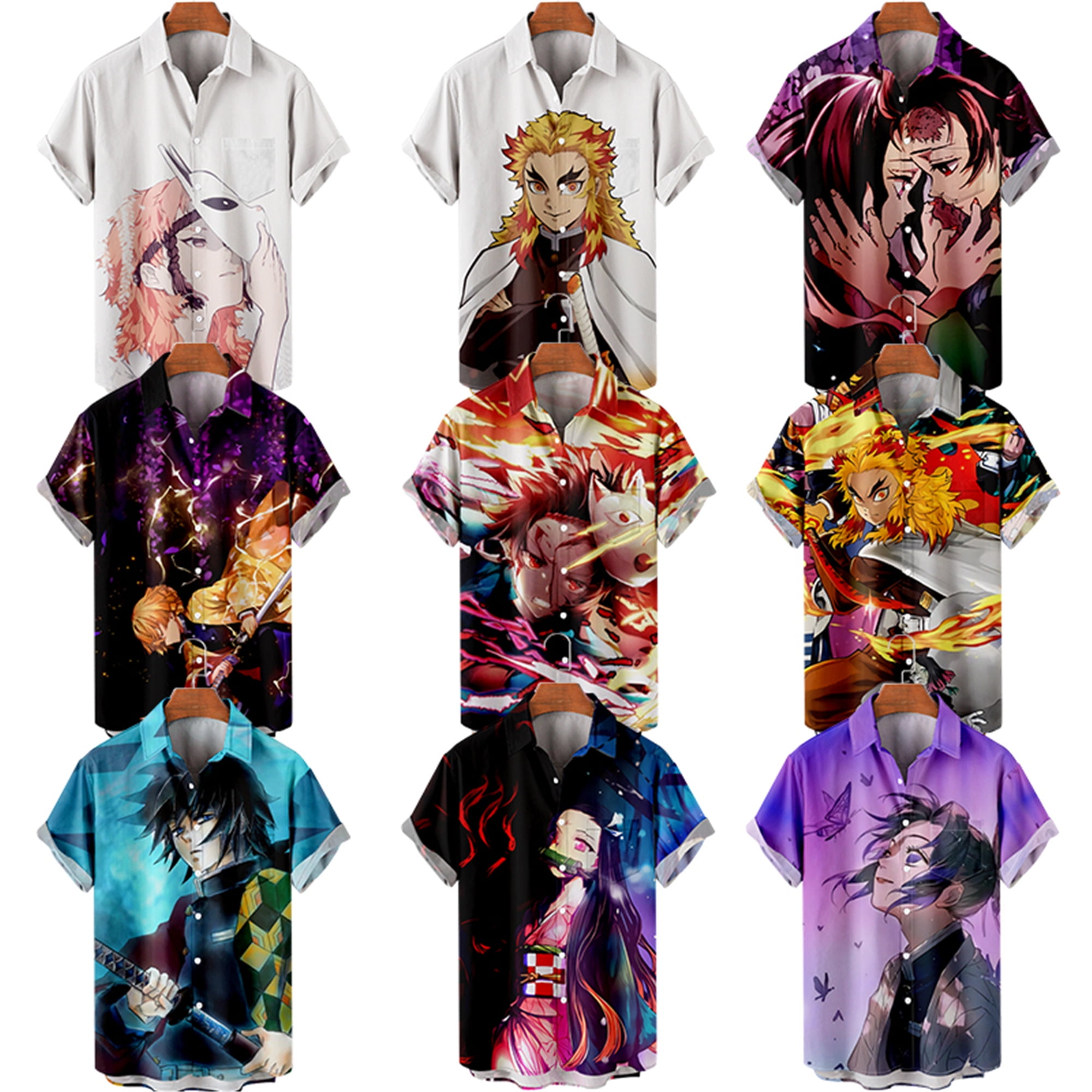 MLFU Demon Slayer Boys Short Sleeve Button Down Shirts Funny Chest ...