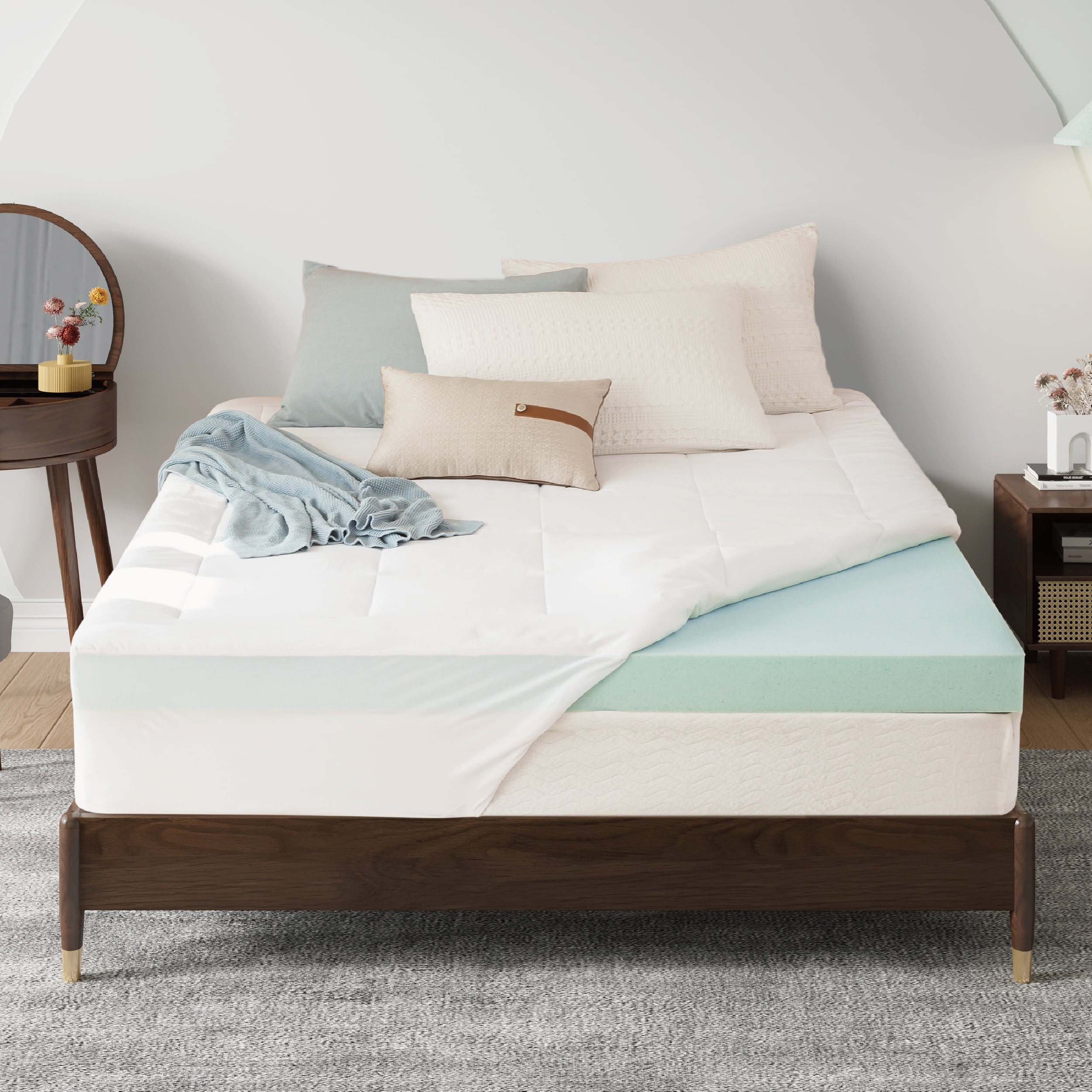 MLILY Ego 3-Inch Cooling Gel Memory Foam Mattress Topper with Quilted ...