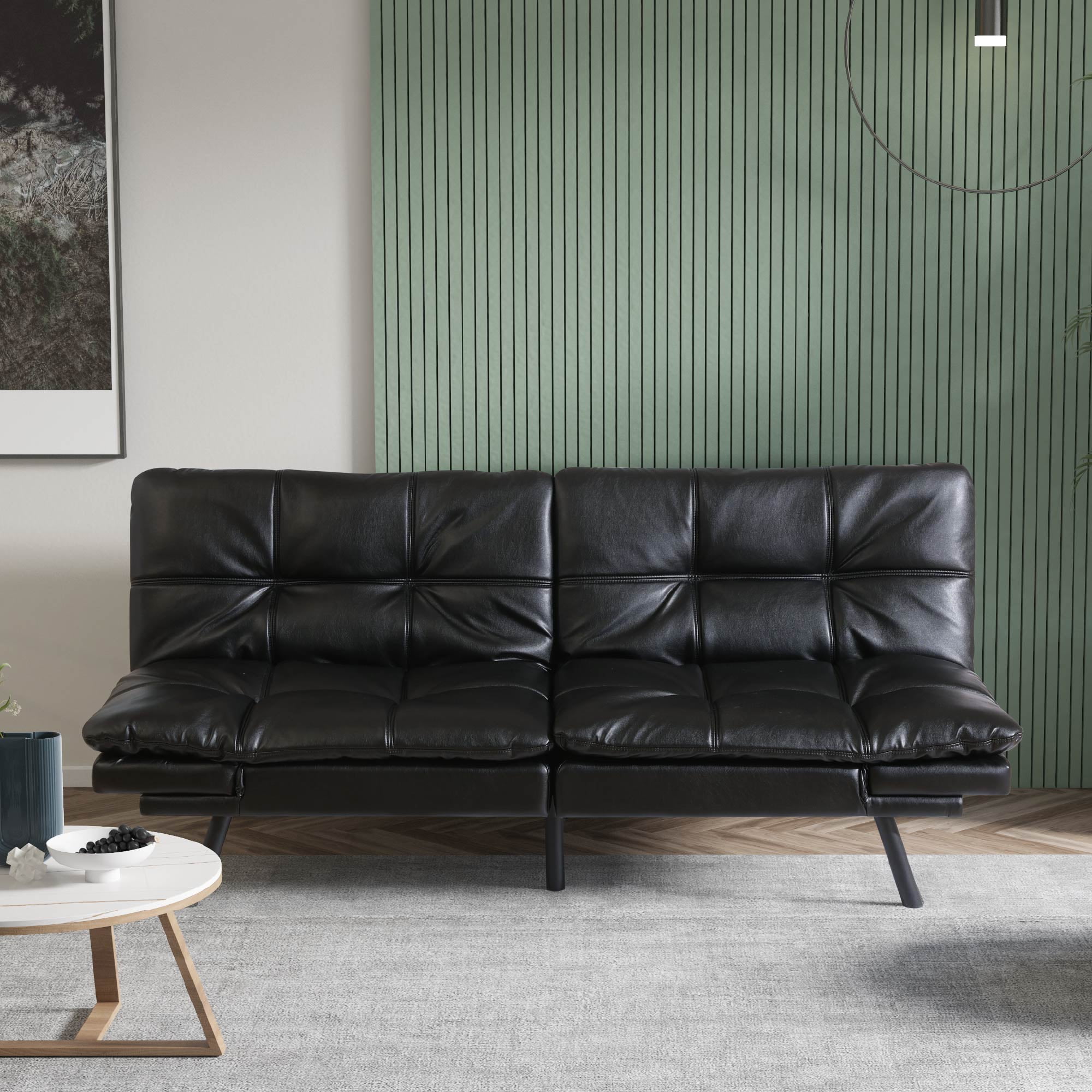 MLILY Small Spaces Convertible Futon Sofa Bed, Modern Sleeper with ...