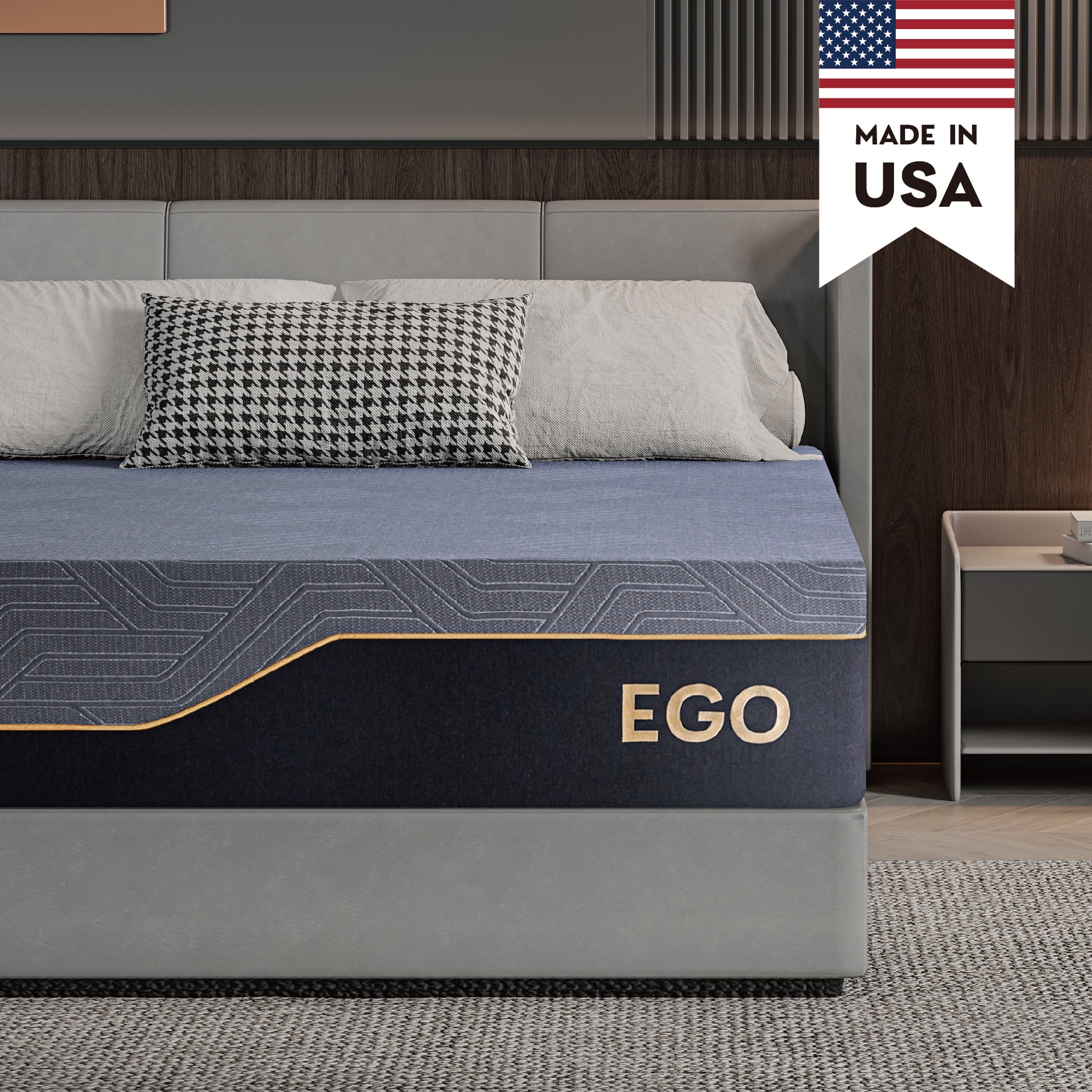 MLILY Ego Black 14 inch Queen Memory Foam Mattress, Gel Mattress in a ...
