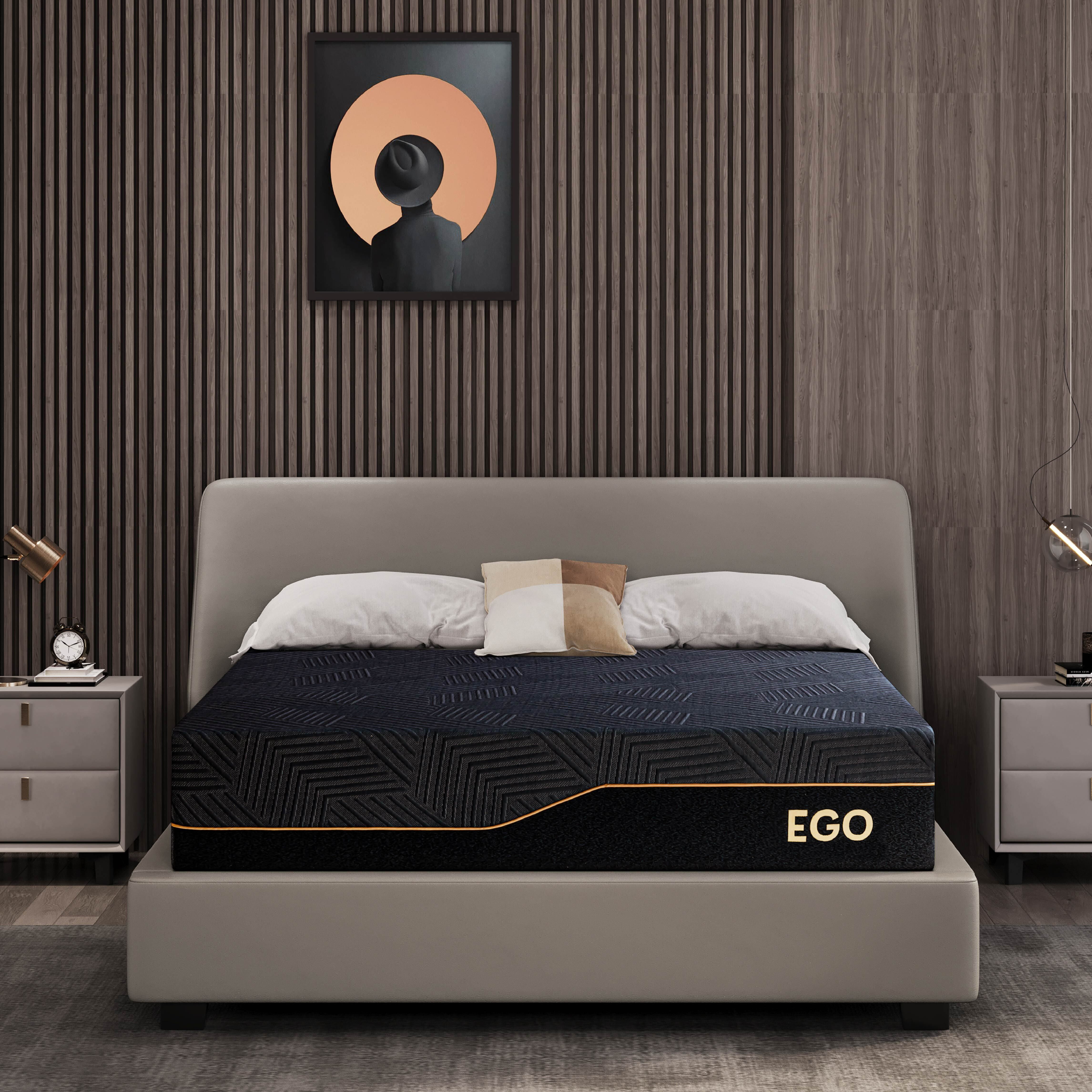 MLILY Ego Black Firm Cooling Gel Memory Foam Mattress, 14 inch Queen ...