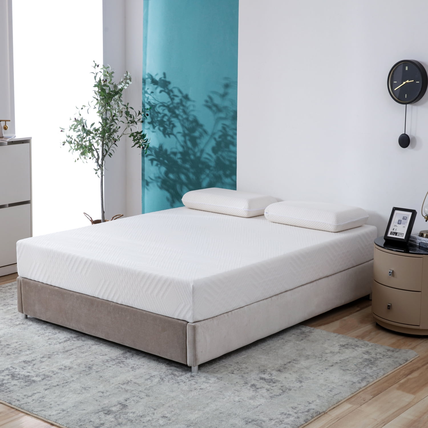 MLILY Ego White 8 inch Full Size Mattress, Memory Foam Mattress in a ...