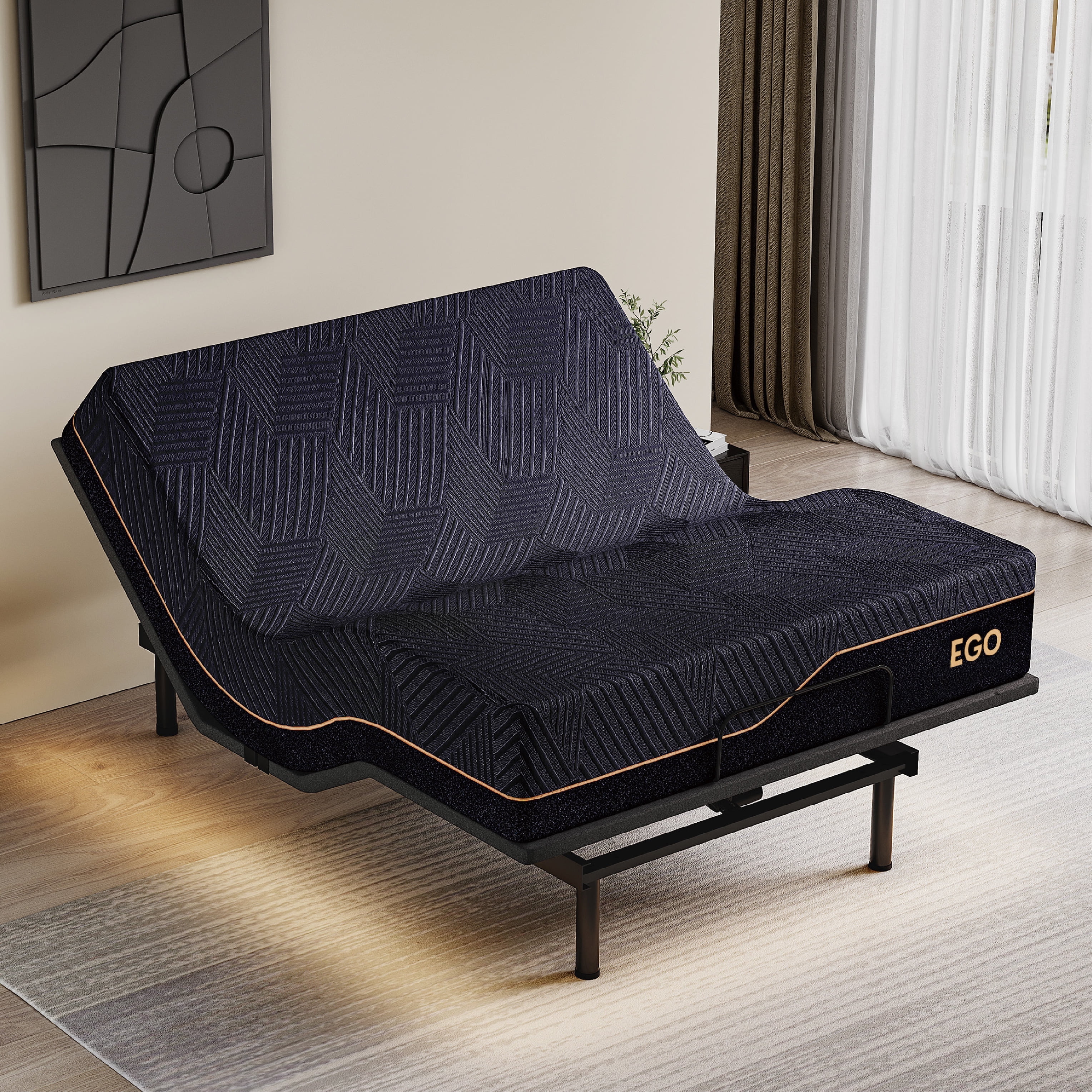 MLILY Full Adjustable Bed Frame and 14 inch Memory Foam Mattress ...