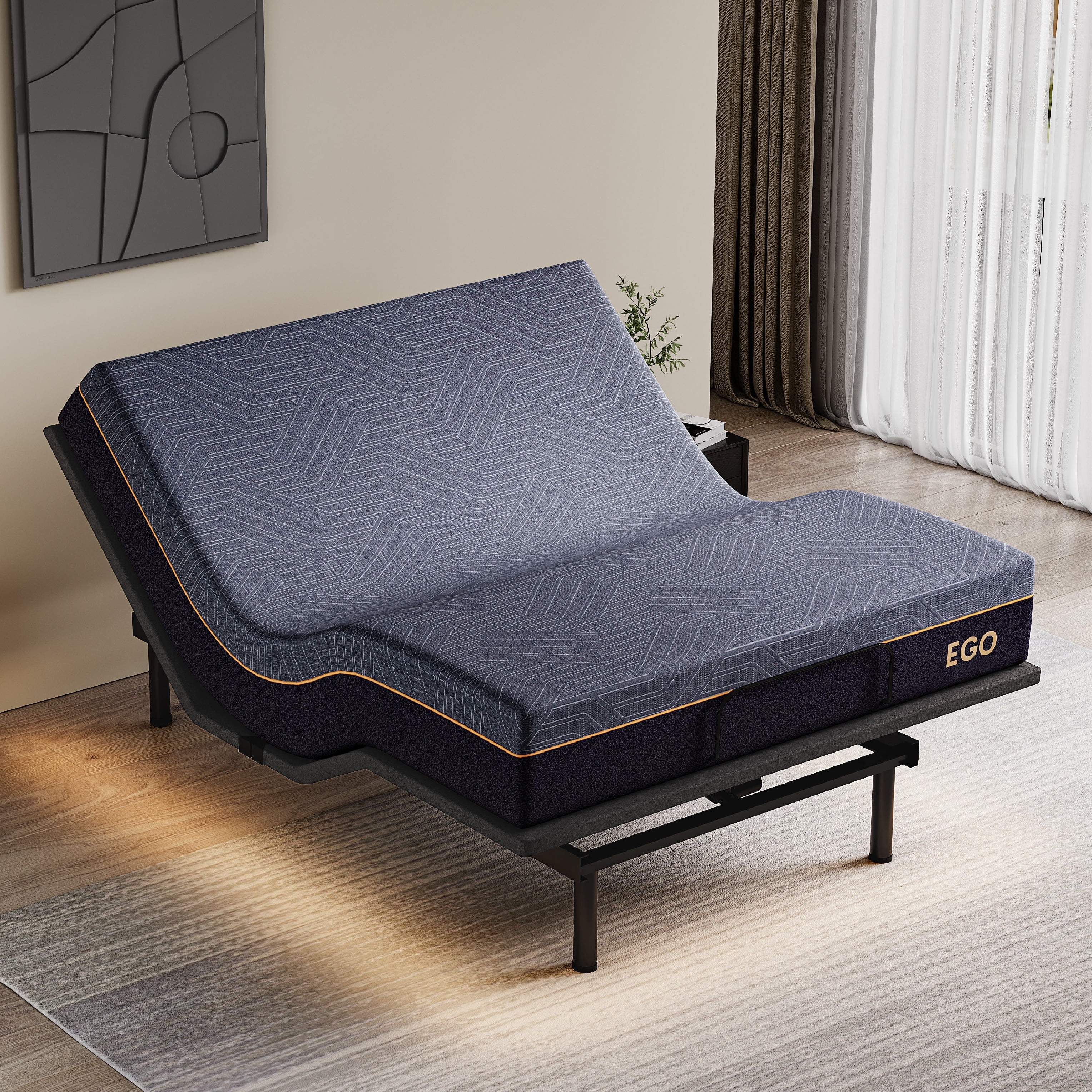 MLILY Queen Adjustable Bed Frame and 12 inch Memory Foam Mattress ...