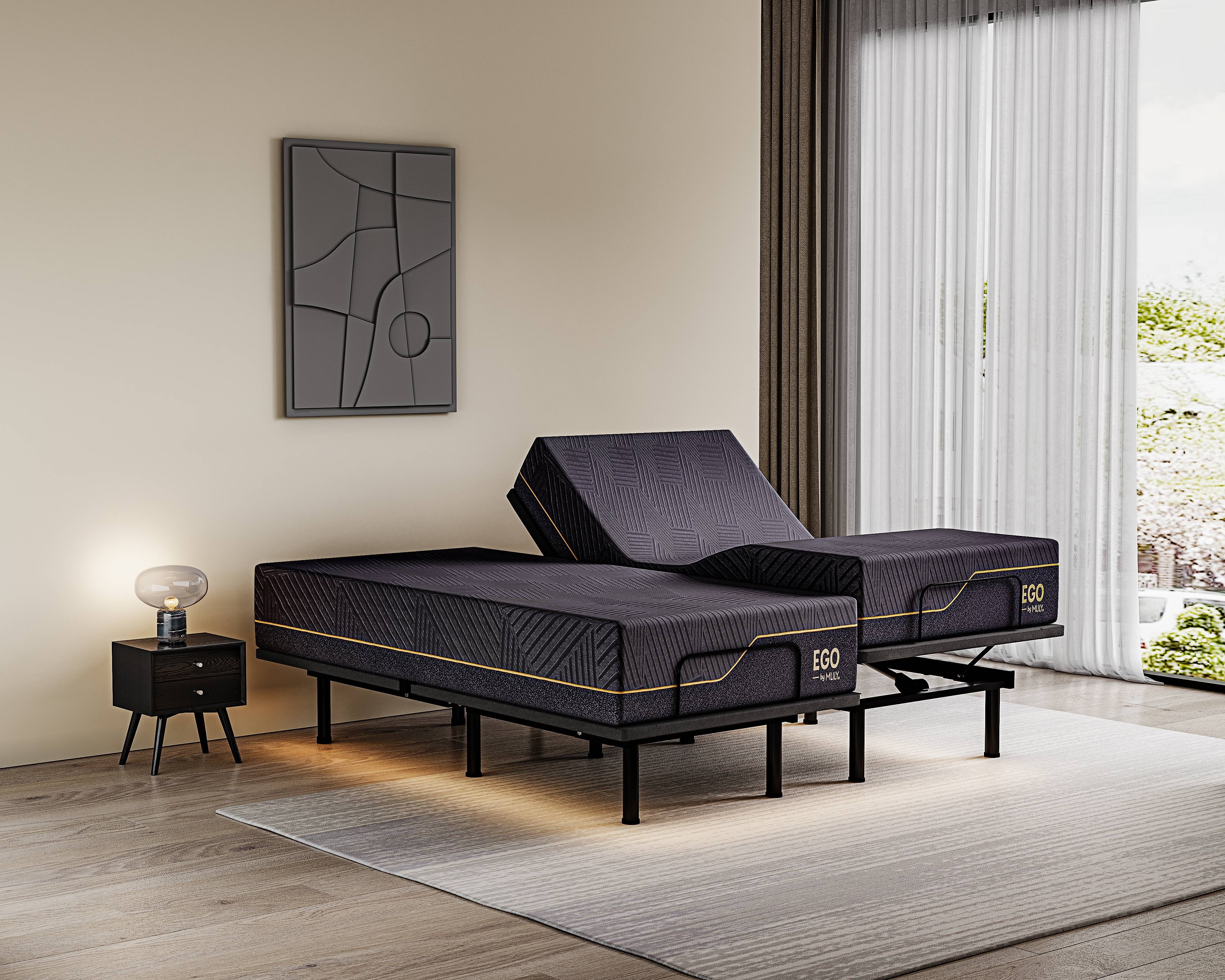MLILY Split King Adjustable Bed Frame and 14 inch Memory Foam Mattress ...