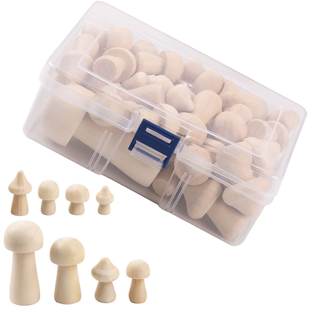 MLINS 1 Box DIY Wooden Mushroom Crafts Painting Mushroom Models Blank ...